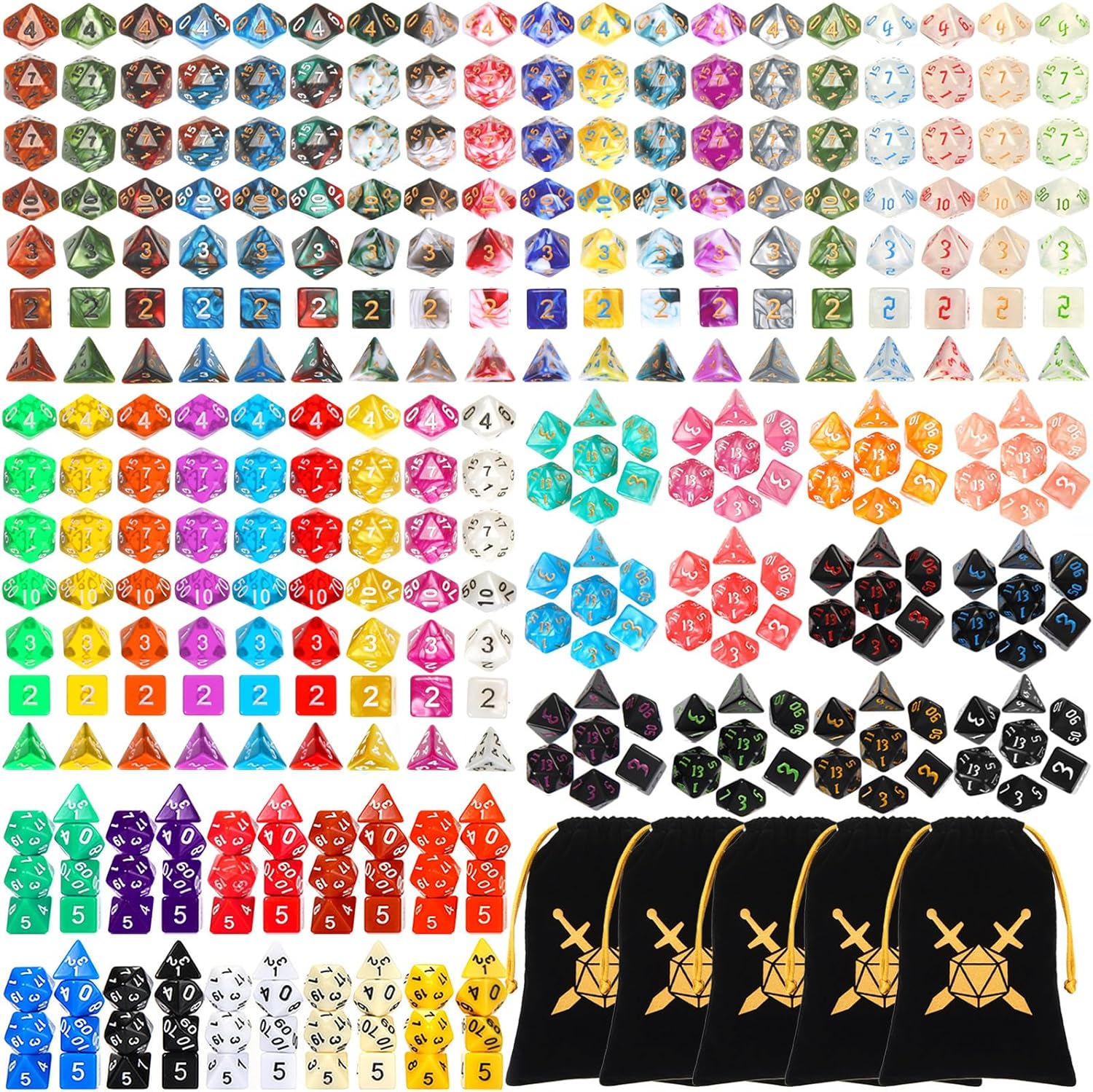 Amazon.com: Yilloog 350 Pcs Compatible with DND Dice Sets Bulk ...