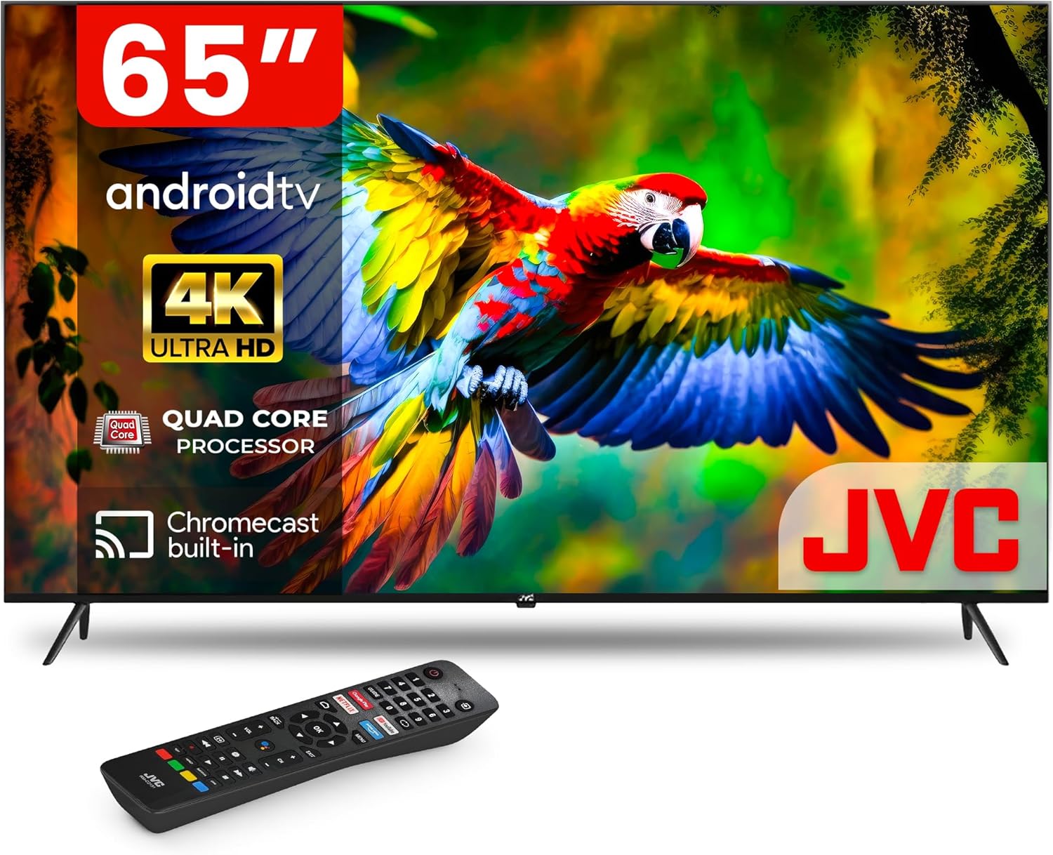 JVC 65 Inch Smart TV | 4K UHD Android TV with LED Edgeless Display | Ultra-Thin Bezels, Google ...