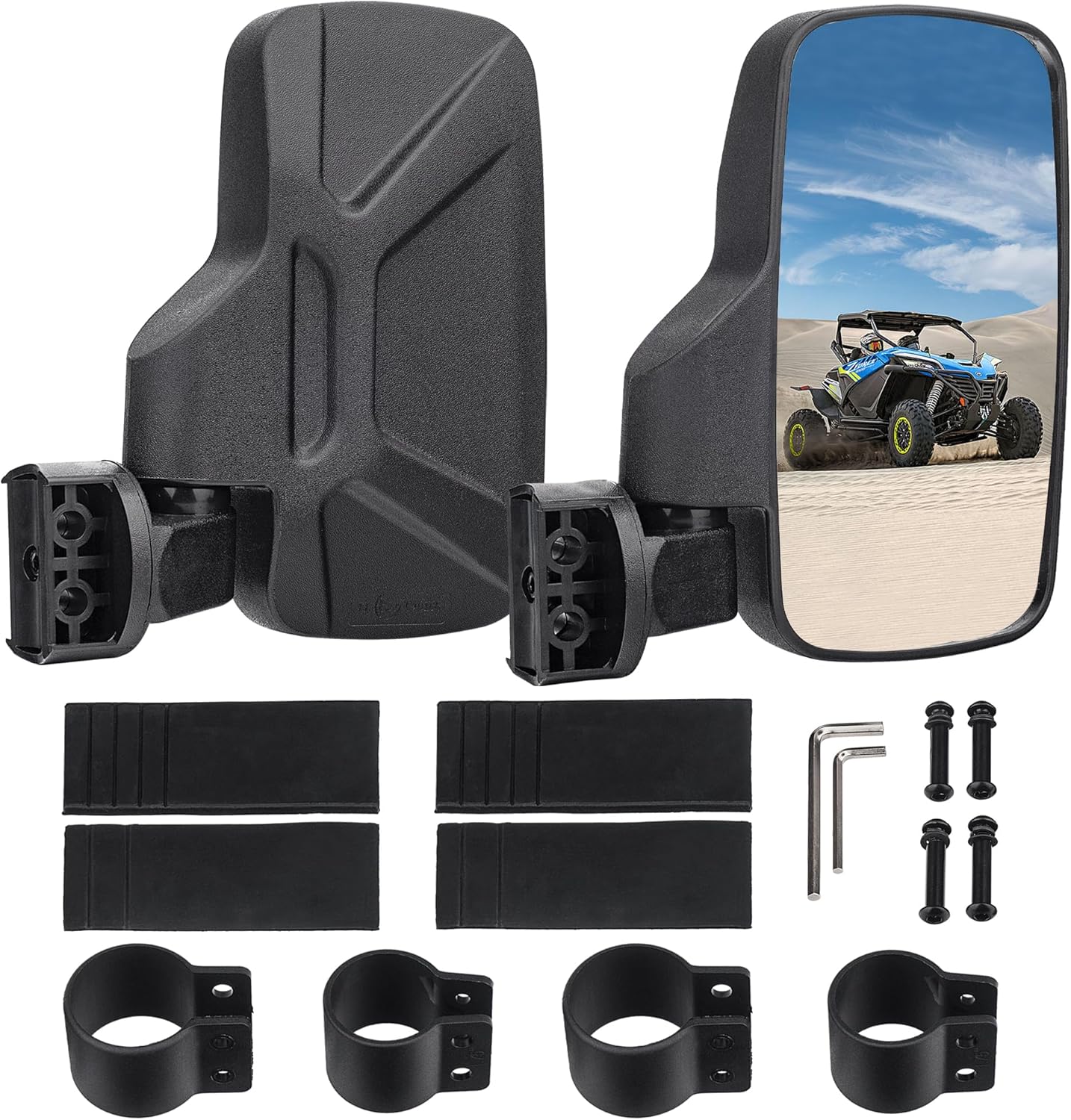 Amazon.com: Adjustable UTV Side Rearview Mirrors 2 Pack - Wide View ...