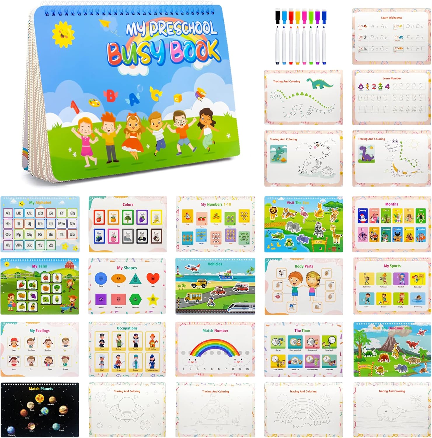 ABCaptain Libro ocupado para niños pequeños de 3 a 6 años, aprendizaje ...