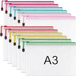 A3 Plastic Zip Wallets - 12PCS A3 Zip Lock Bags Plastic Document ...