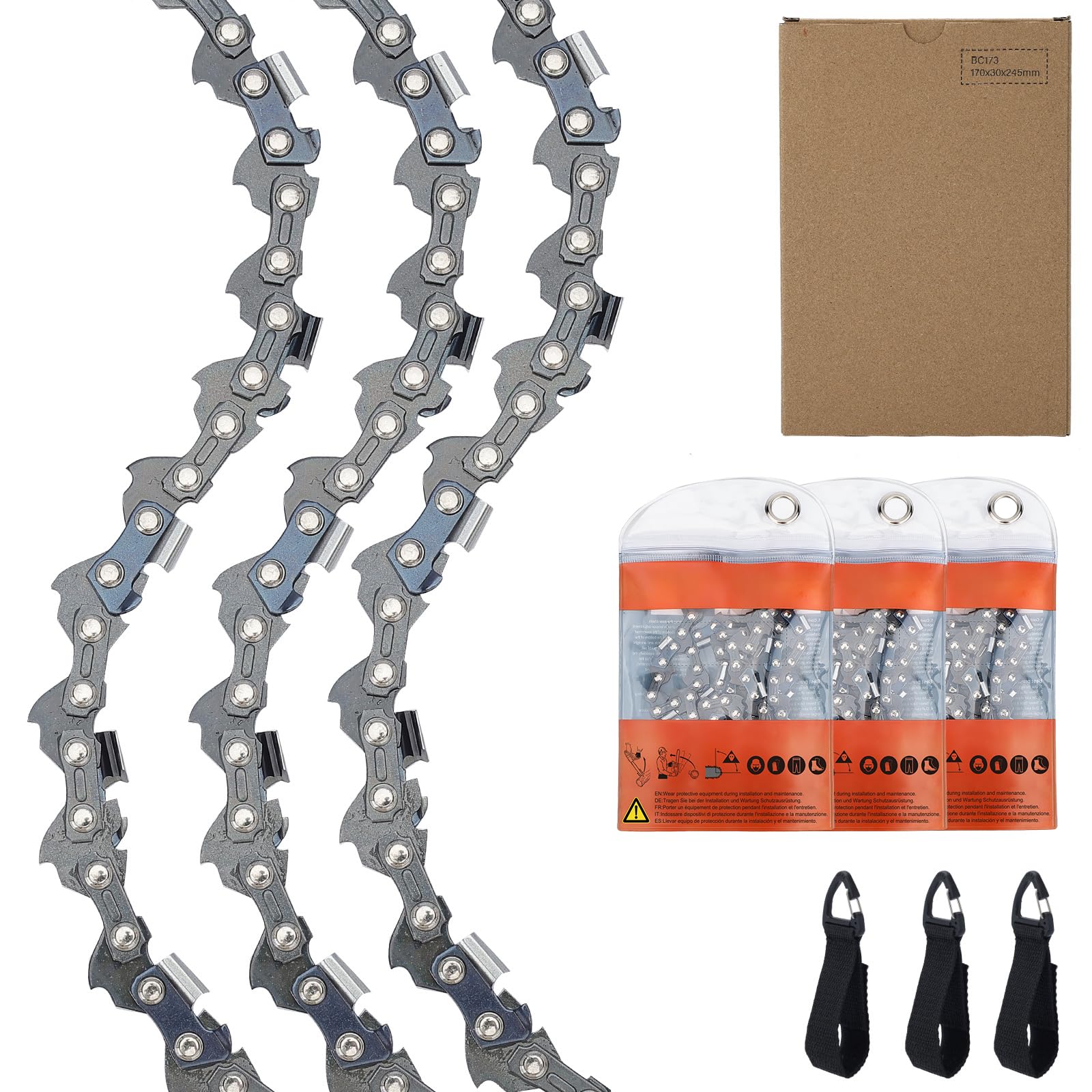 3-Pack Chainsaw Chain for 10 Inch (25cm) Bar, 40 Drive Links, 3/8" LP ...