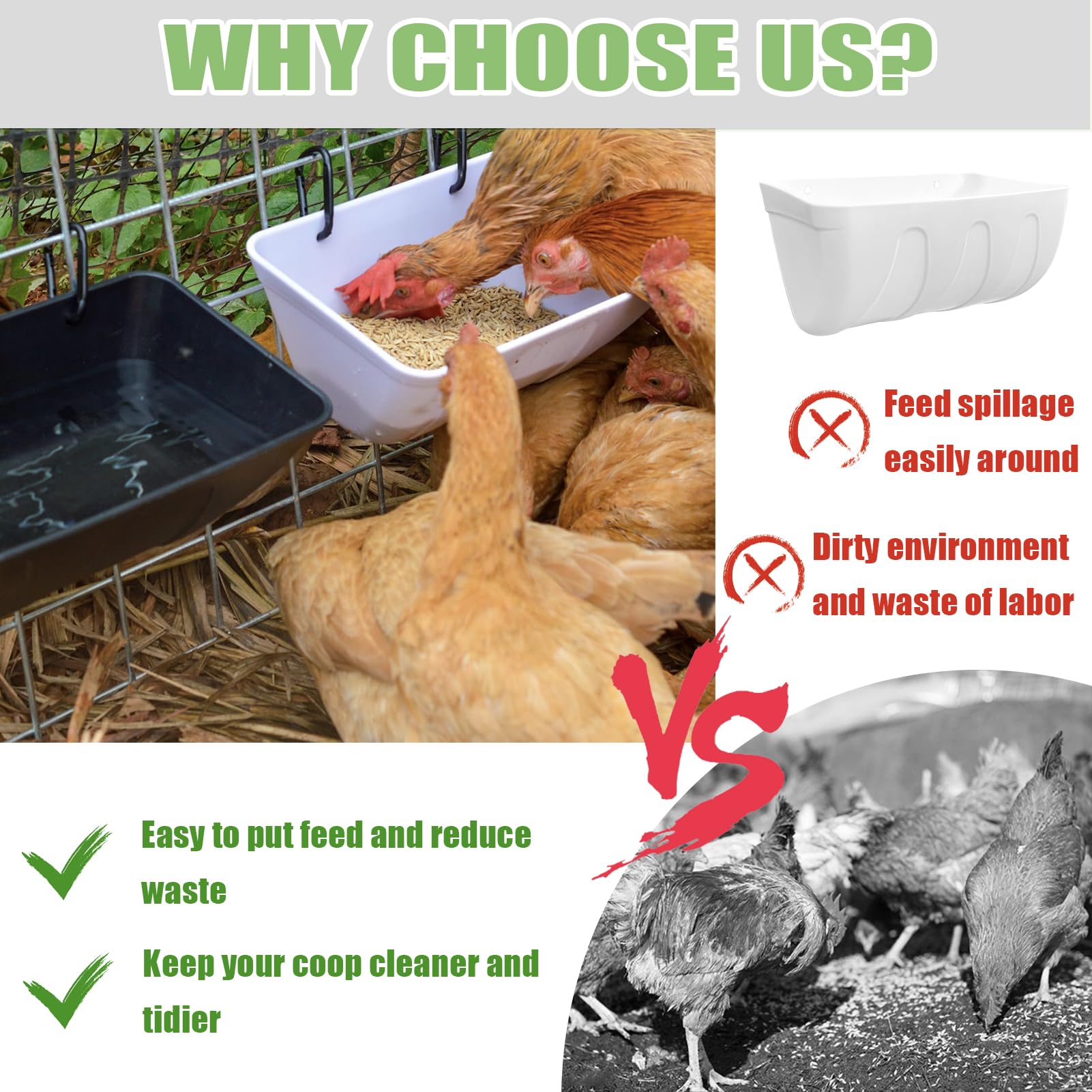 Snapklik.com : Hanging Chicken Feeder Trough, 1 Pack Fence Feed Feeder ...