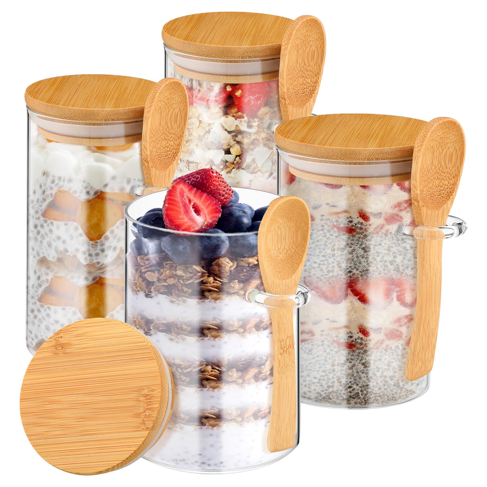 Amazon.com: Pickmesh 4 Pcs Overnight Oats Containers with Lids ...