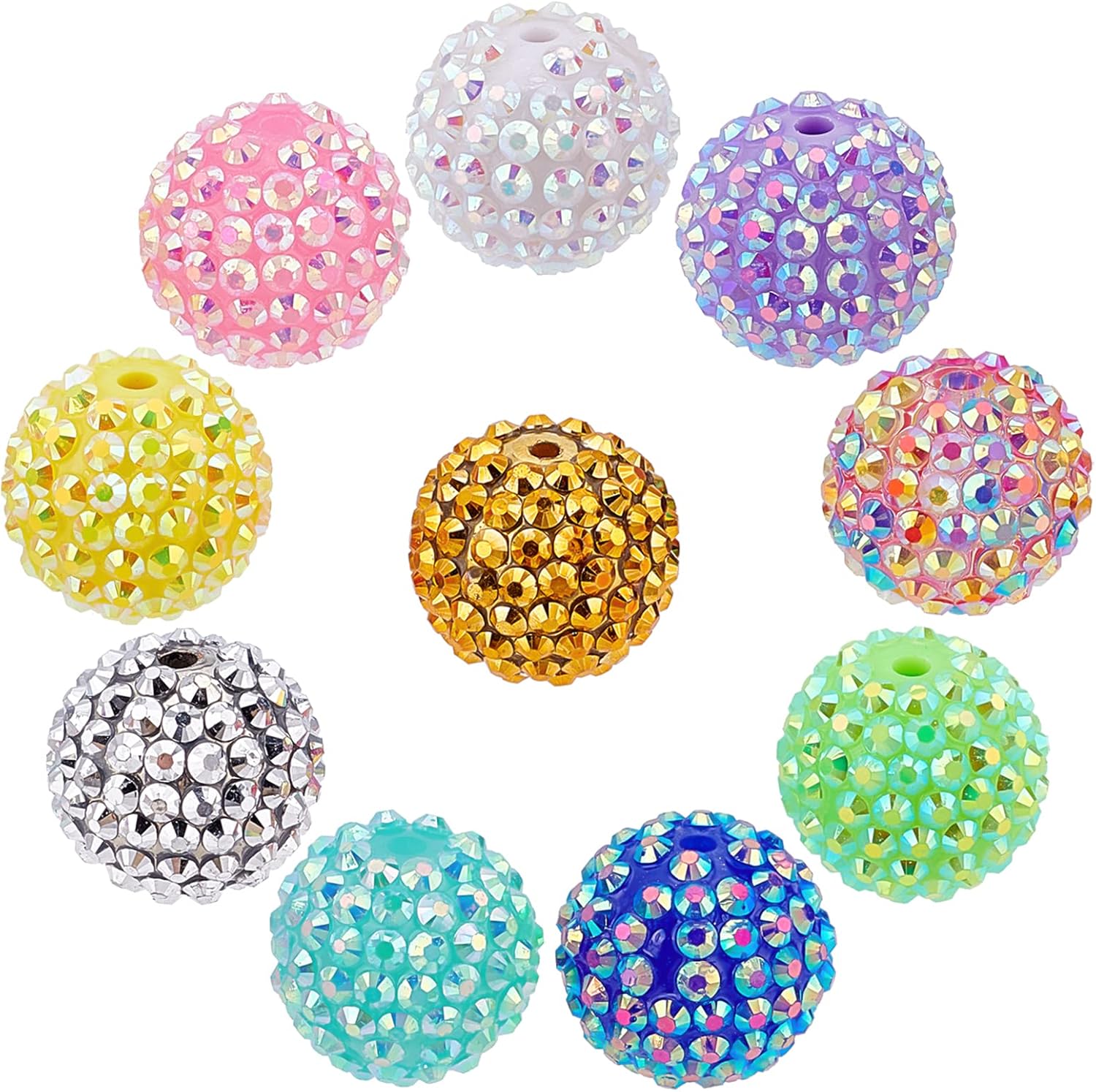 Amazon.com: SUNNYCLUE 40Pcs 10 Style Resin Rhinestone Beads Chunk Beads ...
