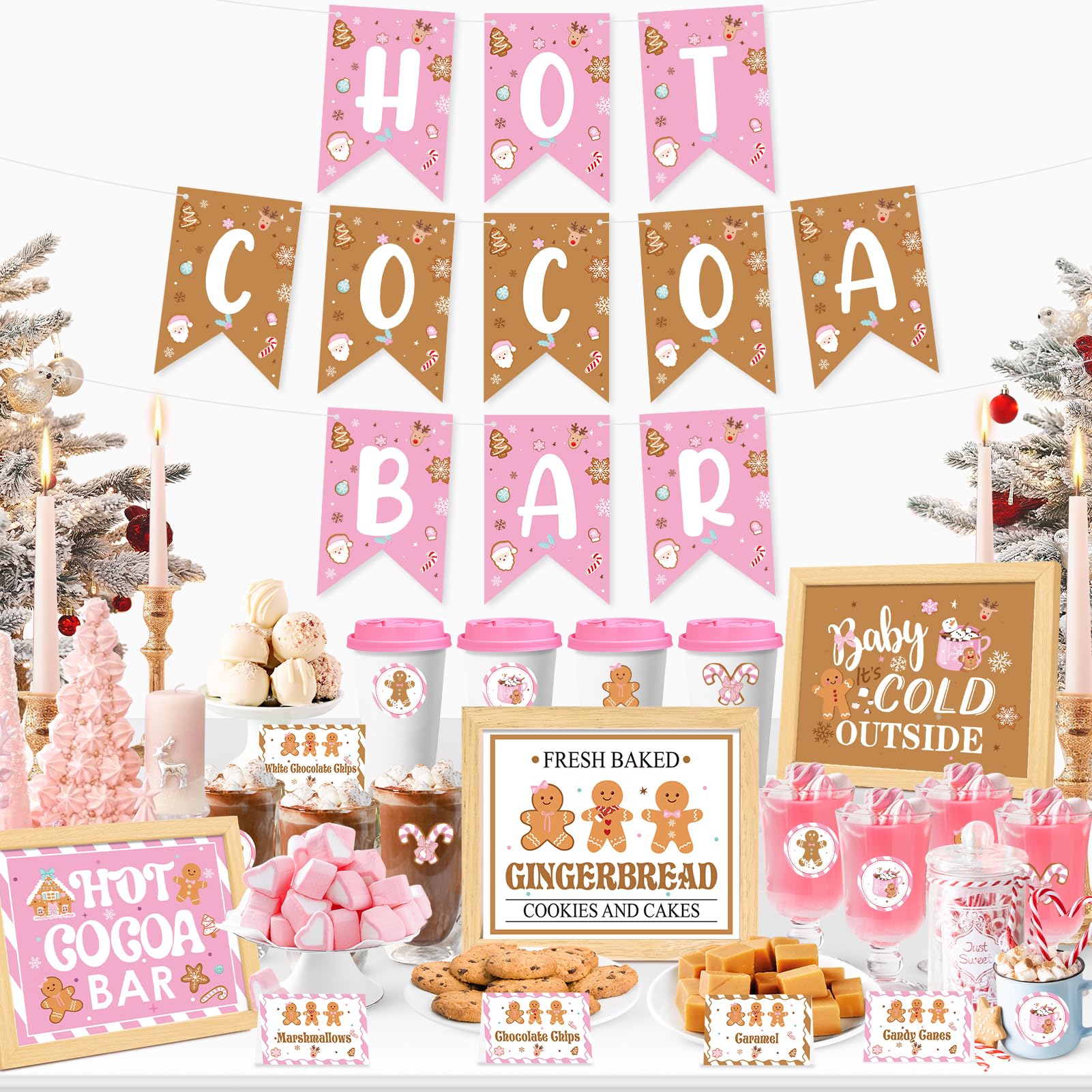 Amazon.com: K KUMEED Hot Cocoa Bar Kit Pink and Gingerbread Hot Cocoa ...
