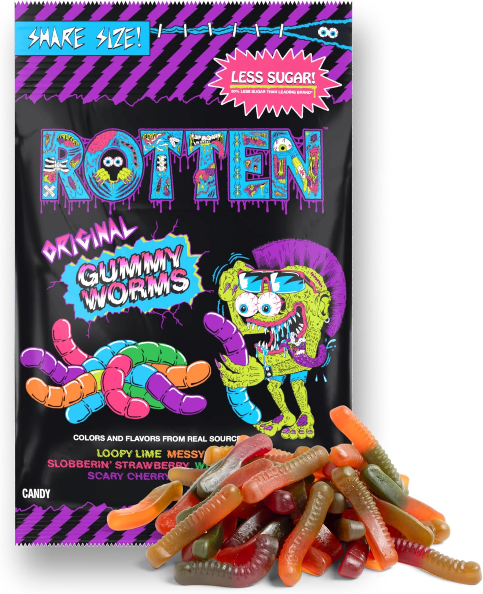 Amazon.com : Rotten Original Gummy Worms - Low Sugar, Low Calorie, 7g ...