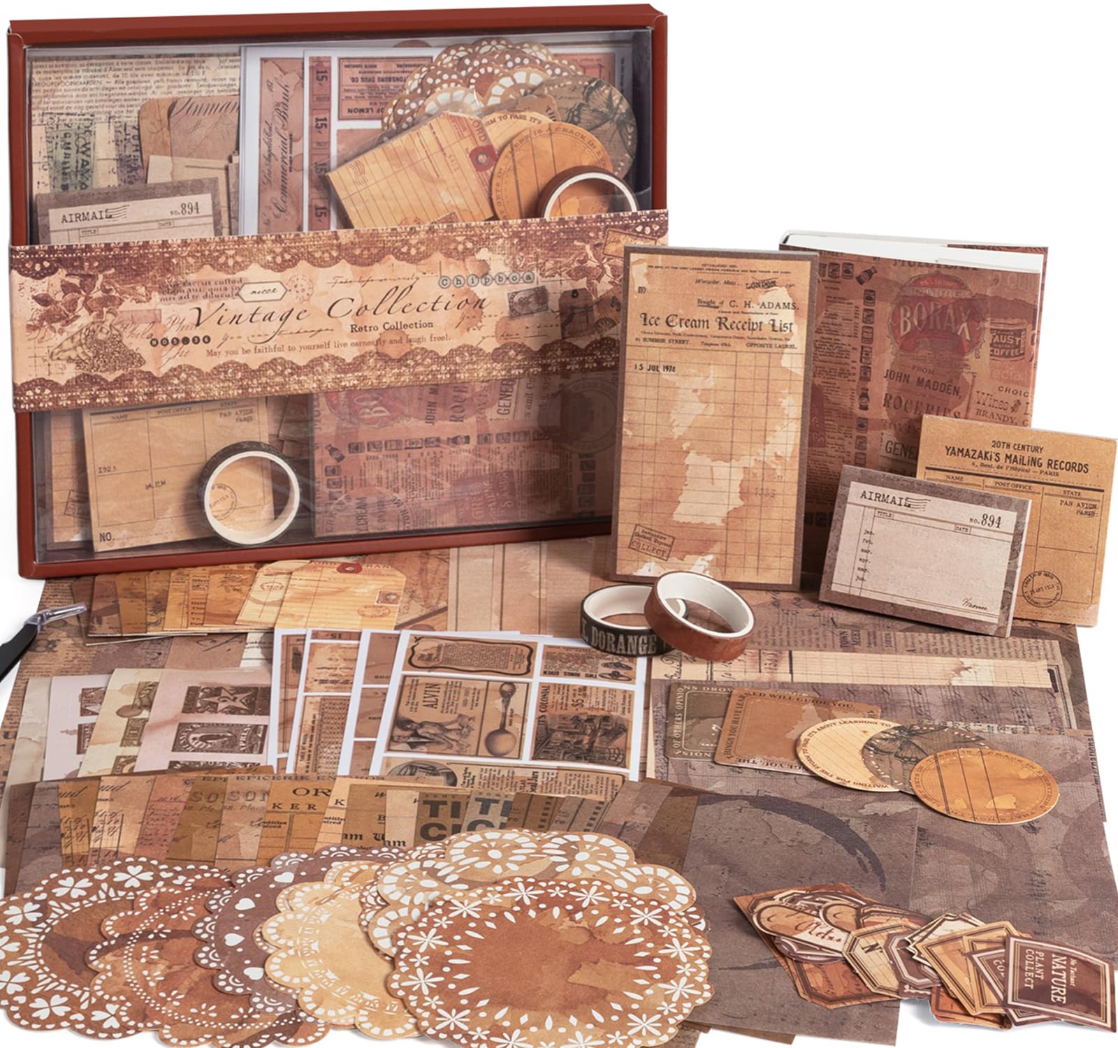 Amazon.com: ALKALO Vintage Scrapbooking Kit(202pcs), Garden Slow Time ...