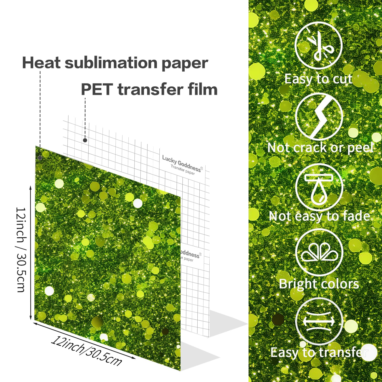 Snapklik.com : Green Glitter Sublimation Transfer Sheets For Heat Press ...