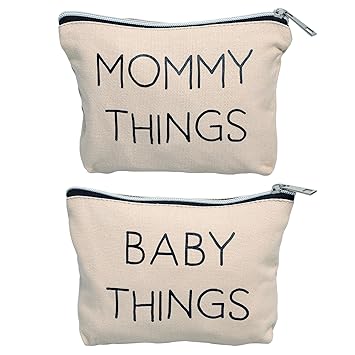 Amazon.com: Pearhead Mommy and Baby Things Pouch Set, Canvas Zipper ...
