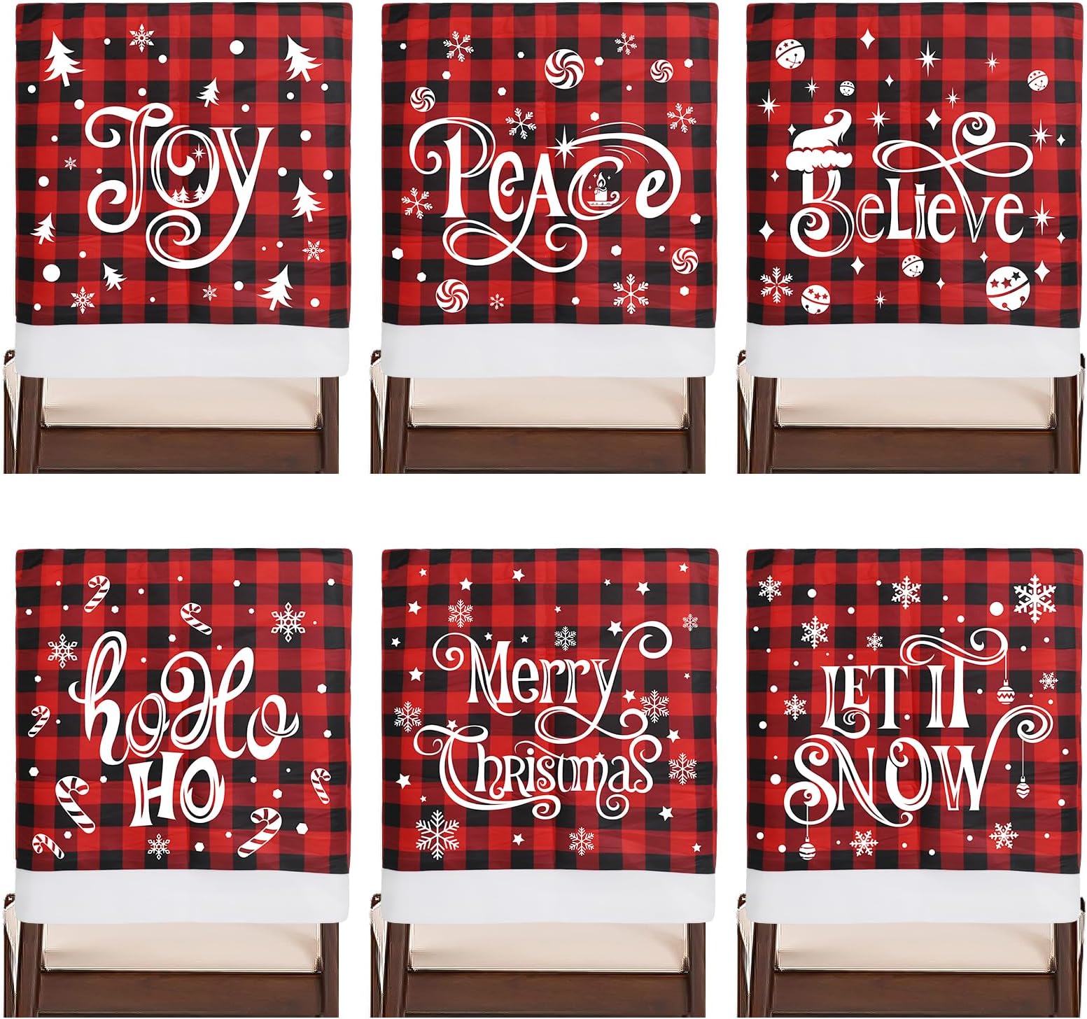 Amazon.com: 6 Pcs Christmas Back Chair Cover Santa Snowman Elk with ...