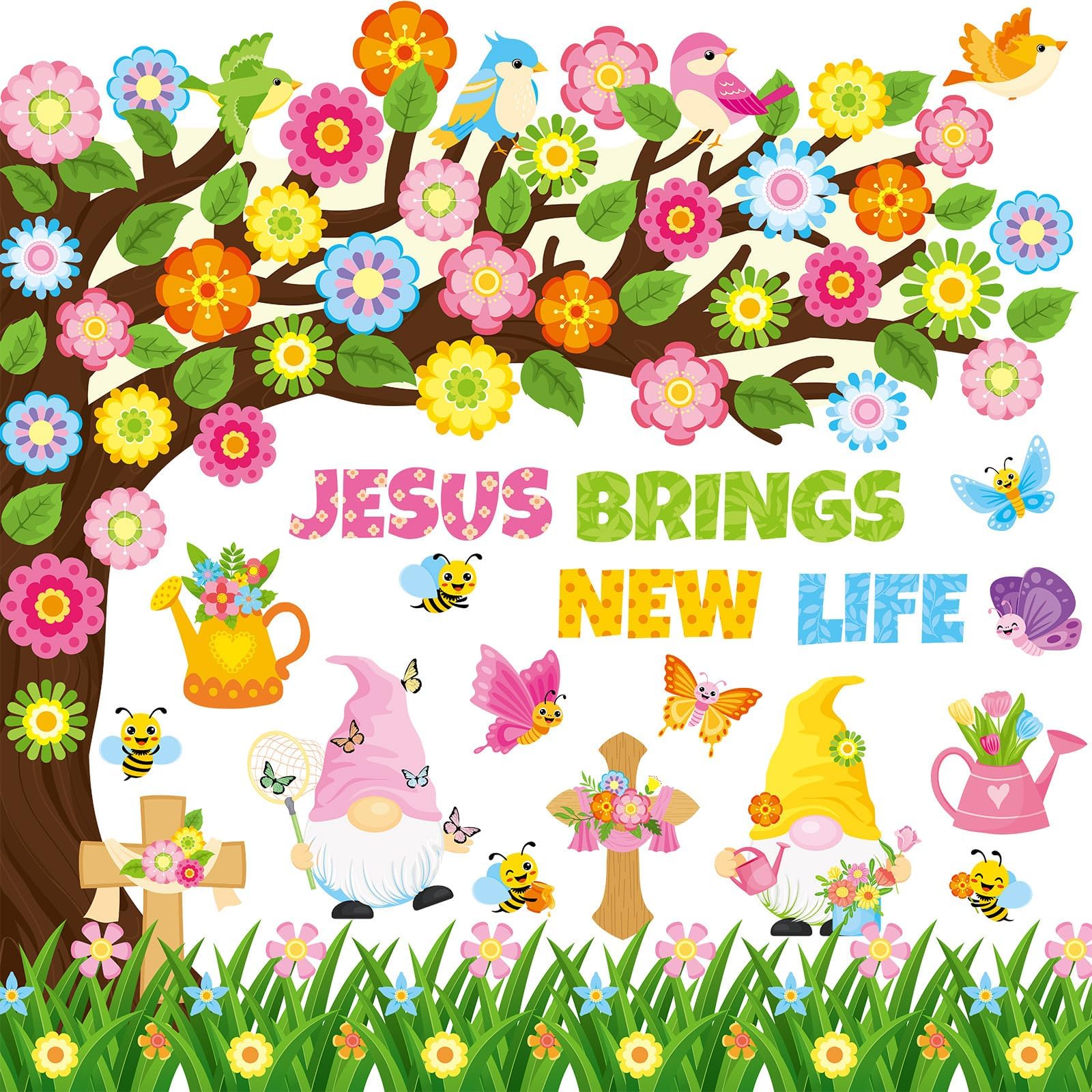 Amazon.com: Zonon 114 Pcs Christian Spring Classroom Bulletin Board ...