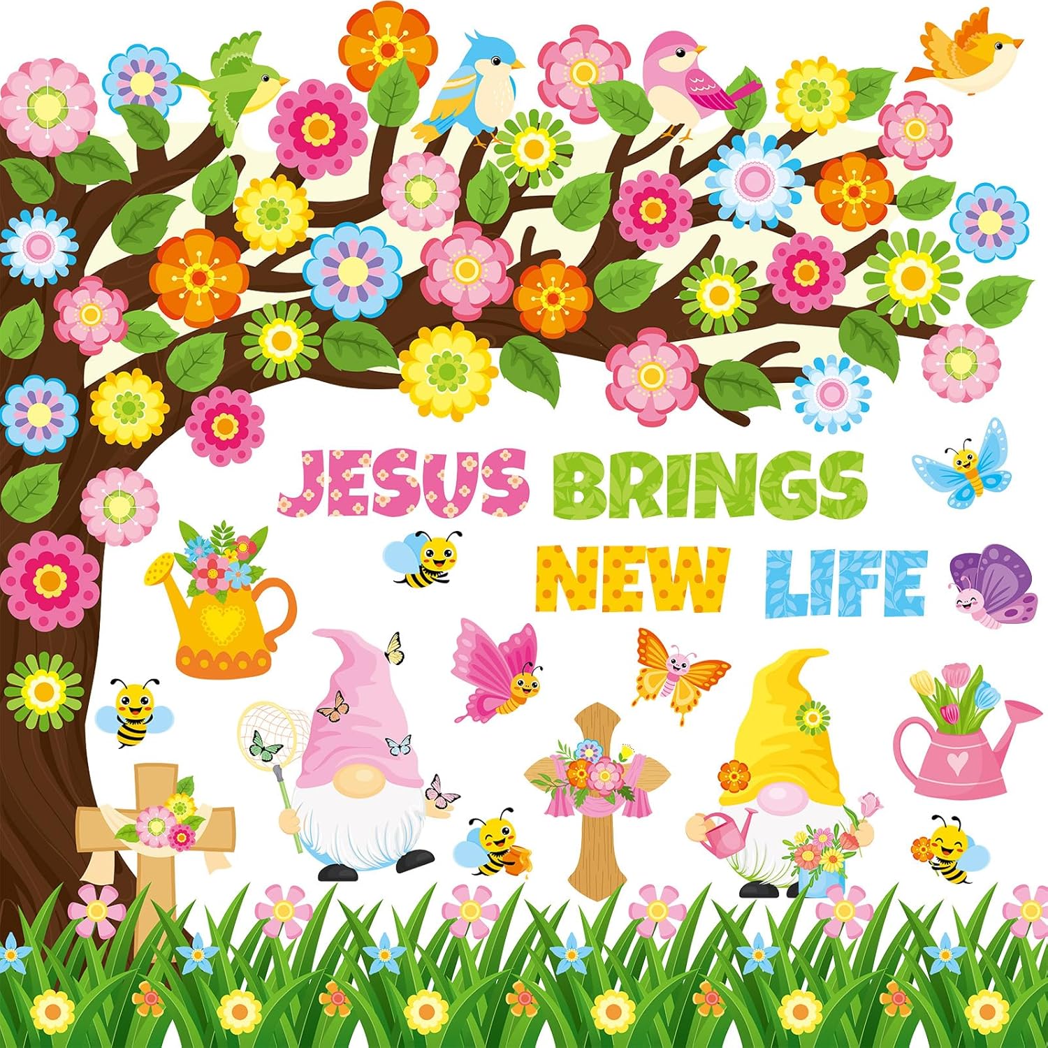 Amazon.com: Zonon 114 Pcs Christian Spring Classroom Bulletin Board ...