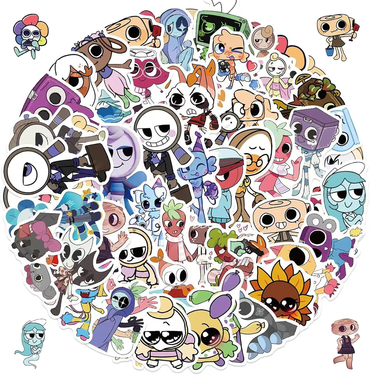 54pcs Dandy's World Stickers,Cartoon Character Stickers Pack，Waterproof ...