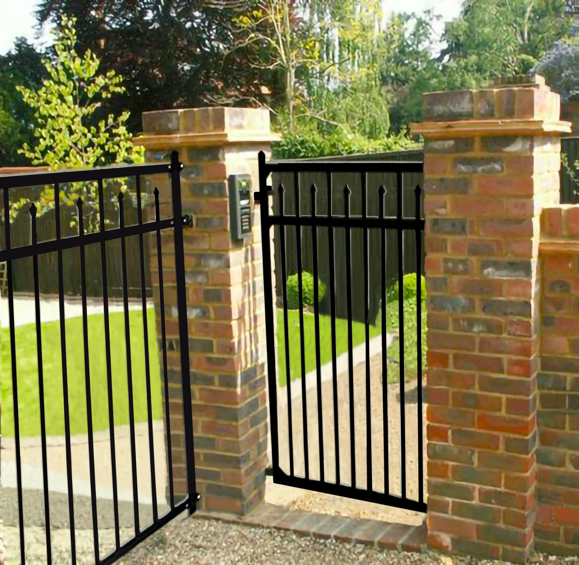 Amazon.com: Nuwovwo Steel Fence Gate 6ft H x 4.2ft W for Metal Fence ...
