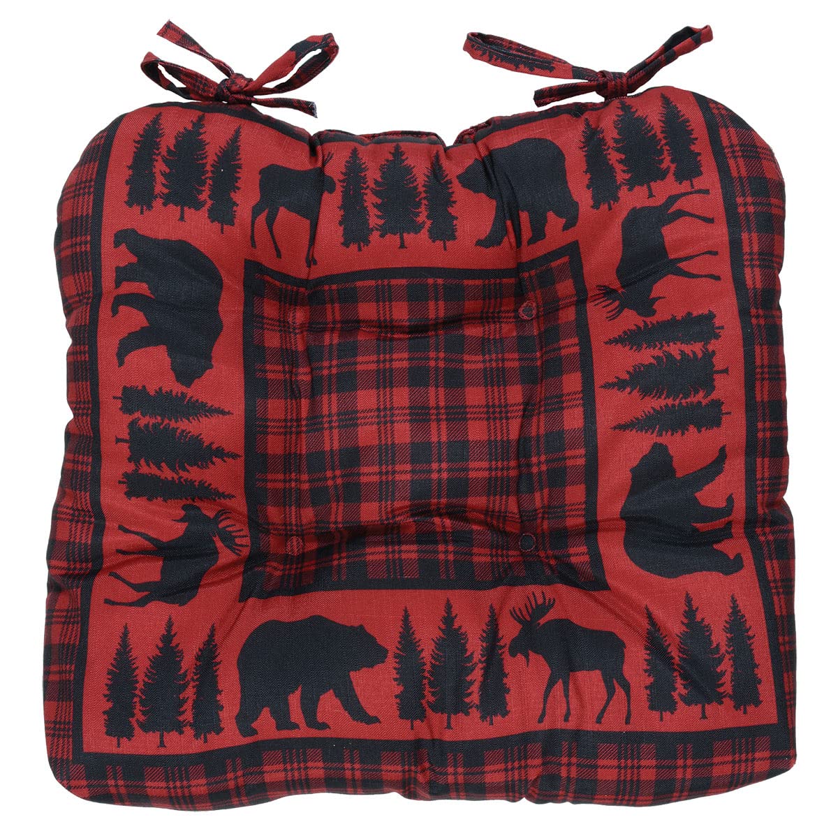 Amazon.com: BLACK FOREST DECOR Woodland Bear & Moose Plaid Chair Pad ...