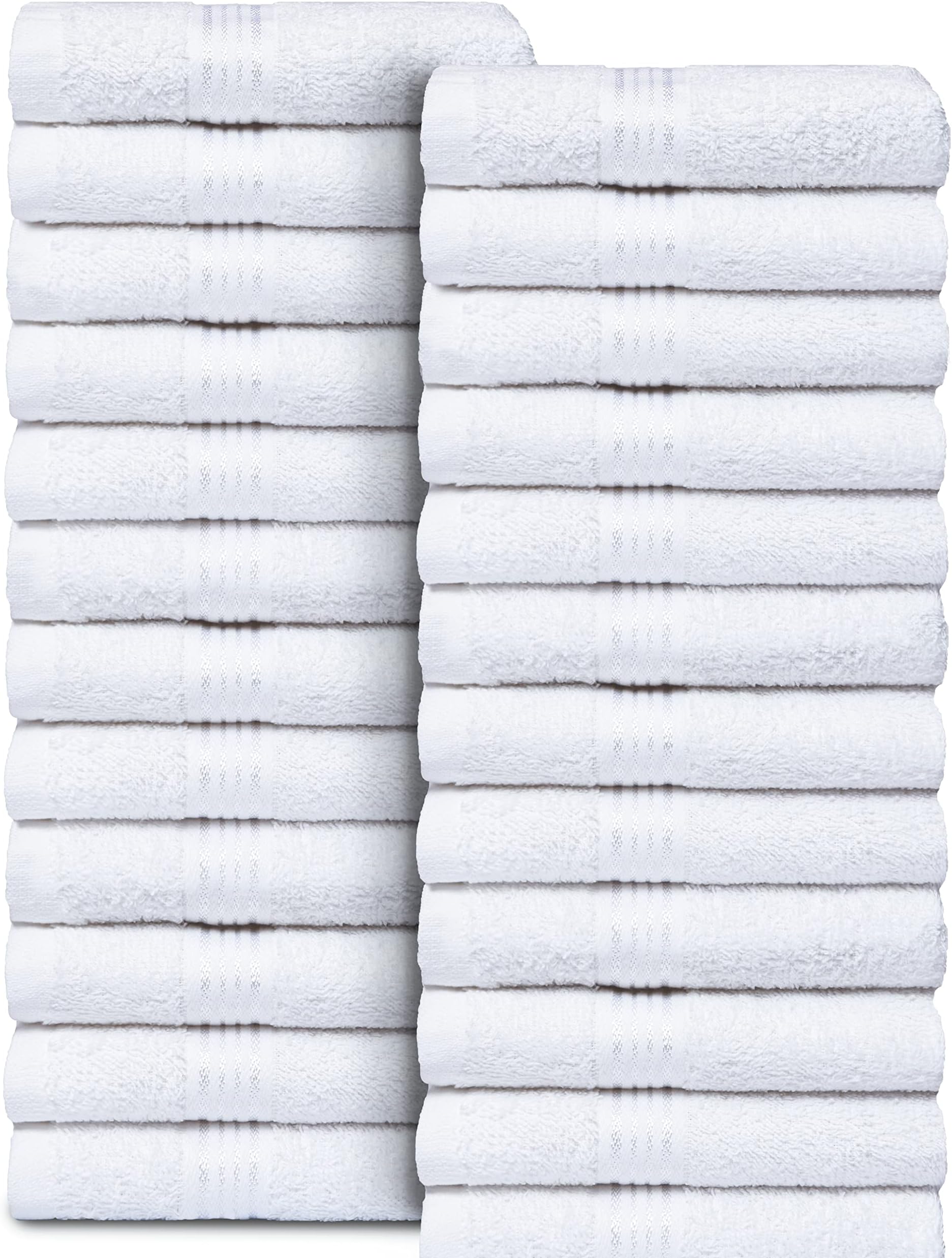 Amazon.com: Washcloths 24 Pack 100% Cotton 12 x 12 Inches (White ...