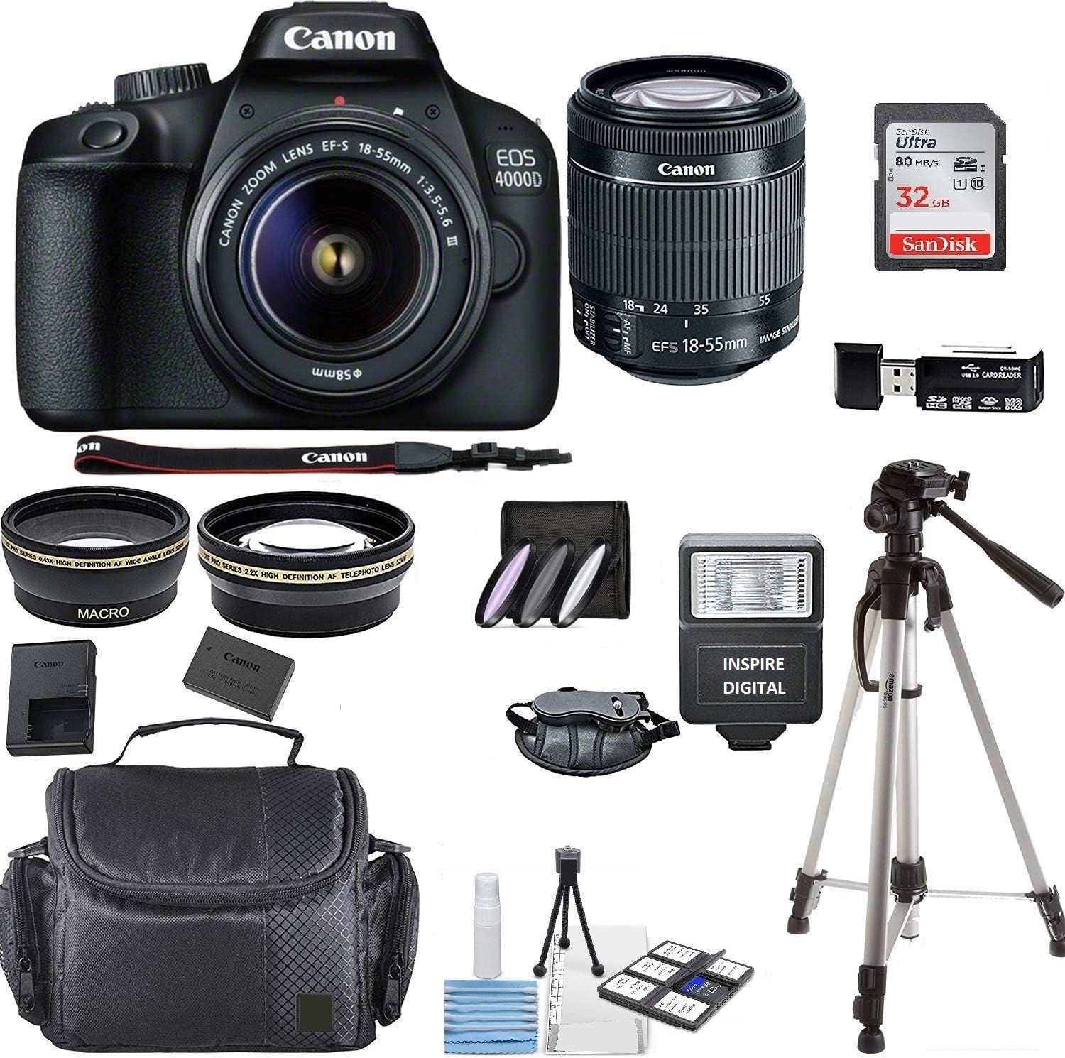 Amazon.com : Canon EOS 4000D Digital SLR Camera w/ 18-55MM DC III Lens ...