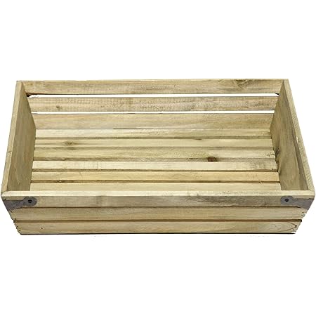 Amazon.com: Admired By Nature Natural Wood Large Shallow Square Crate ...