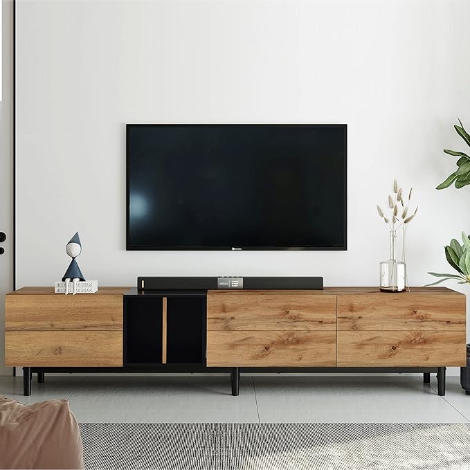 Amazon.com: LUMISOL Modern TV Console Table for 80" TV, TV Stand with 3 ...