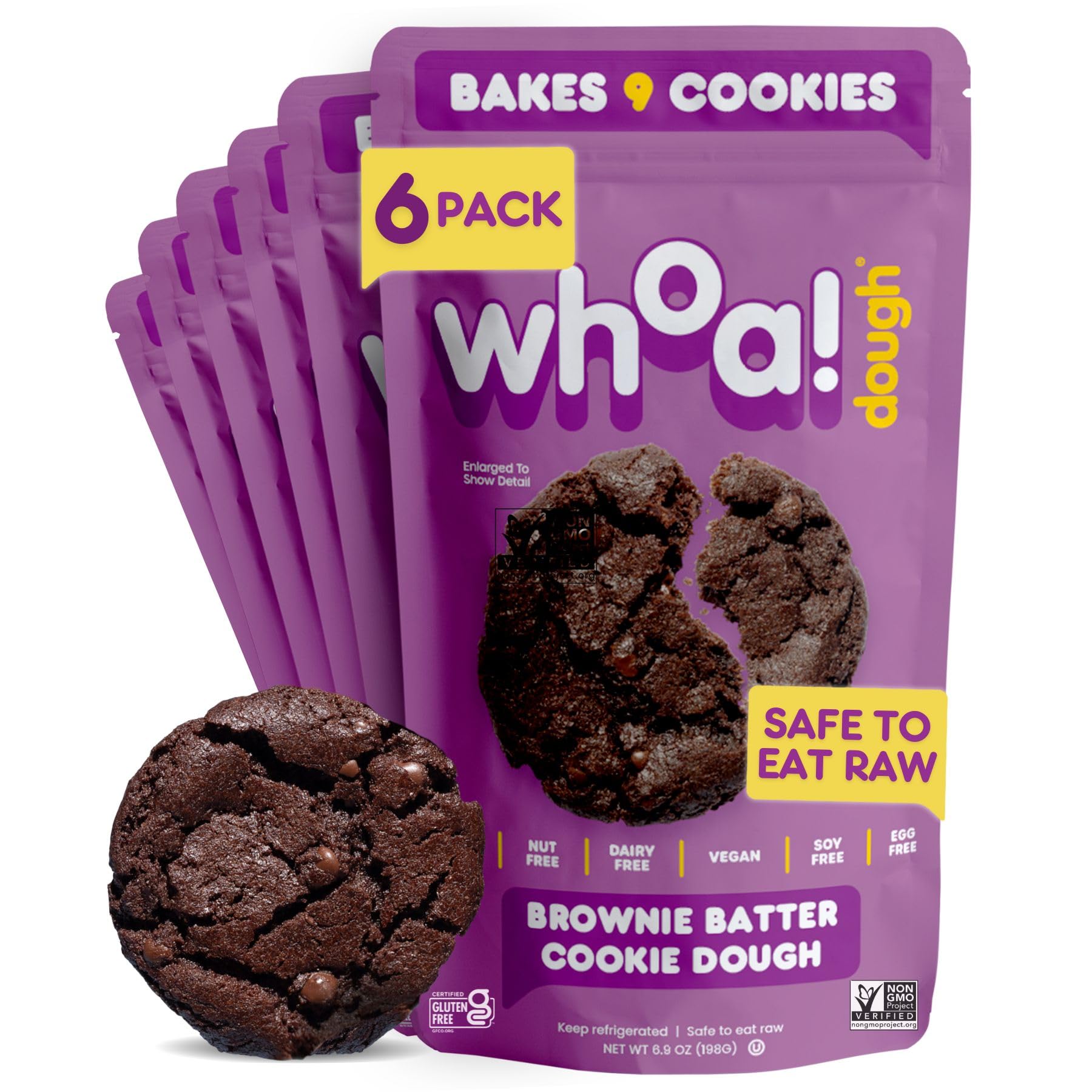 Whoa Dough Ready to Bake Cookie Dough Brownie Batter Certified Non-GMO ...
