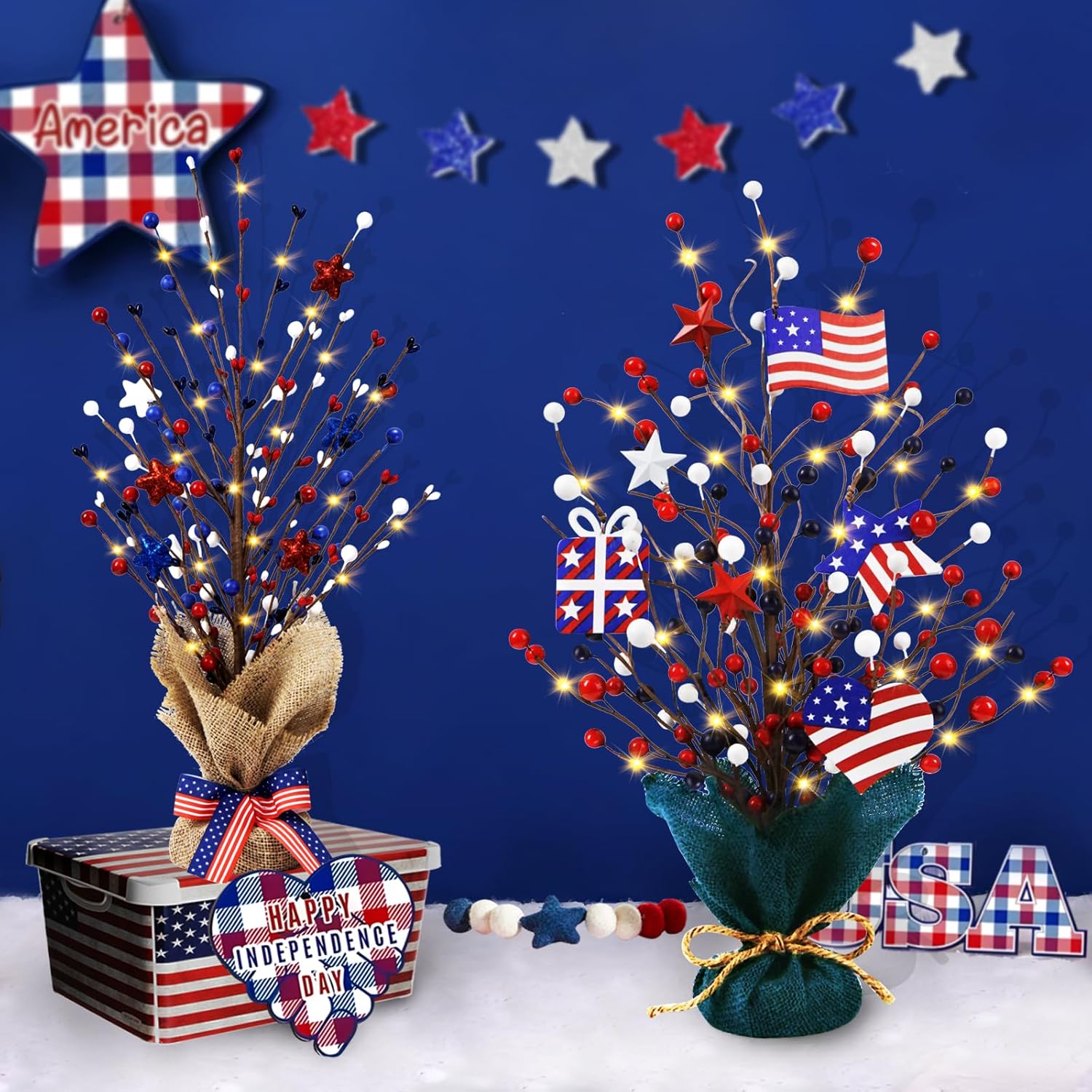Amazon.com: 2 Pack 4th of July Decorations for Home, 18” H Artificial ...