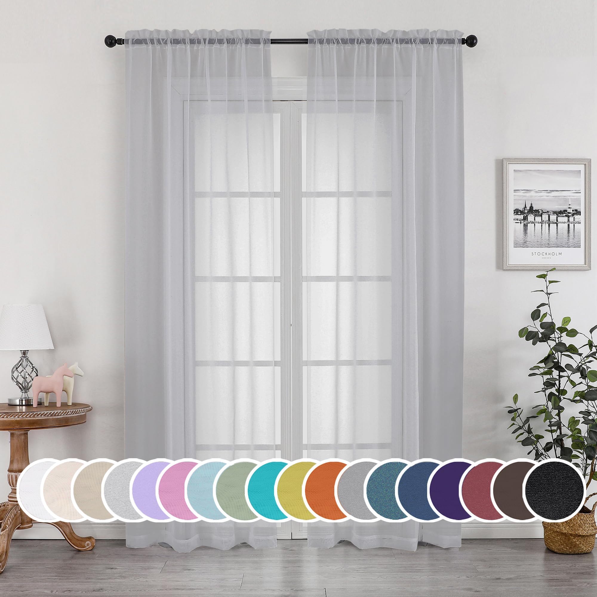Amazon.com: Anmao Natural Linen Curtains for Living Room 84 Inch Length ...