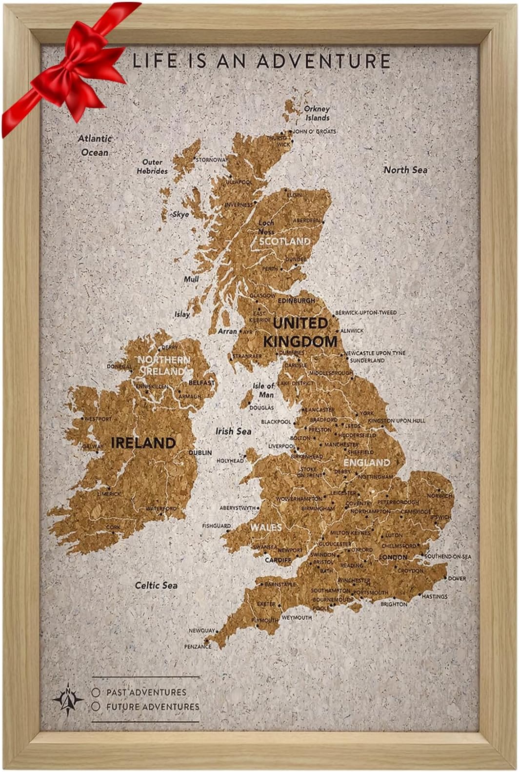 Splosh Travel Map - Desk World Map Pin Board in White Wooden Frame ...