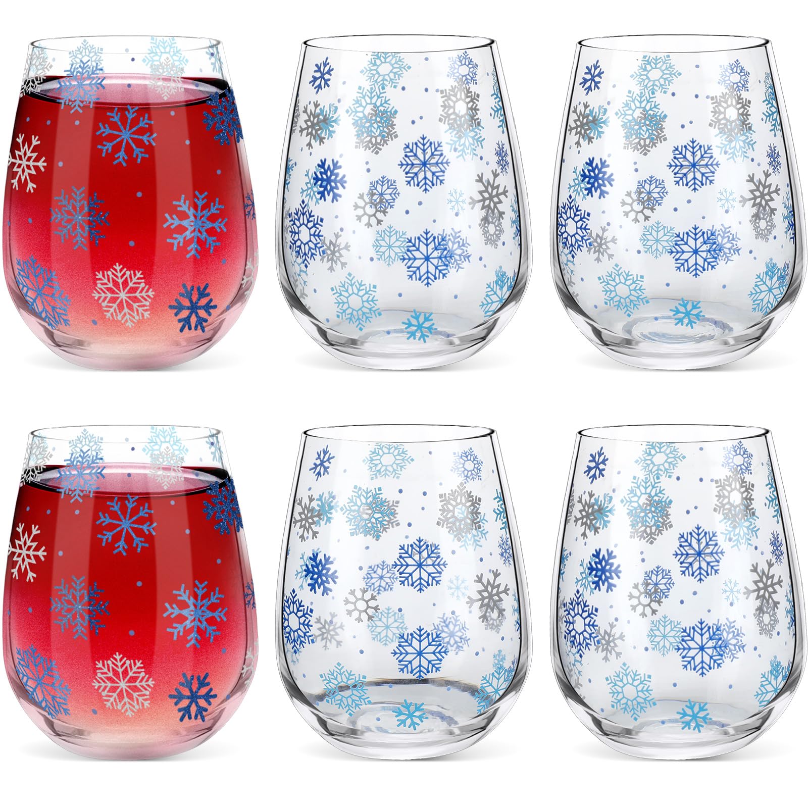 Amazon.com | Singhoow 6 Pcs Snowflake Wine Glasses Set 19 oz Winter ...