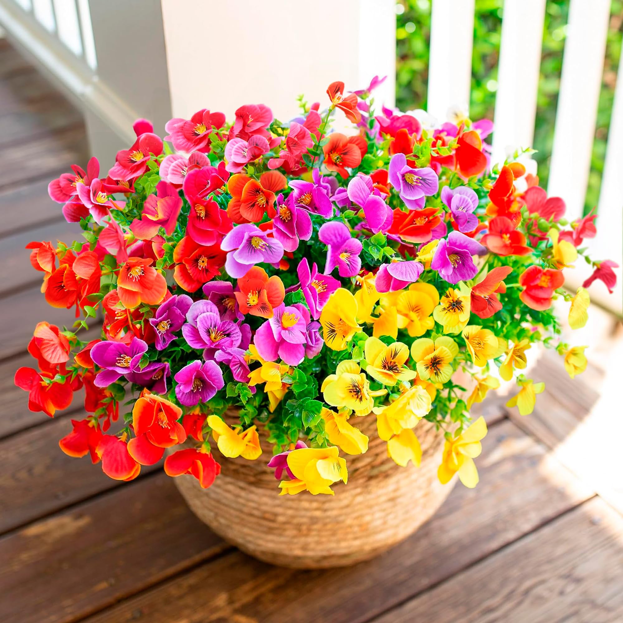Amazon.com: Artificial Pansies Faux Flowers Plants for Outdoor Outside ...