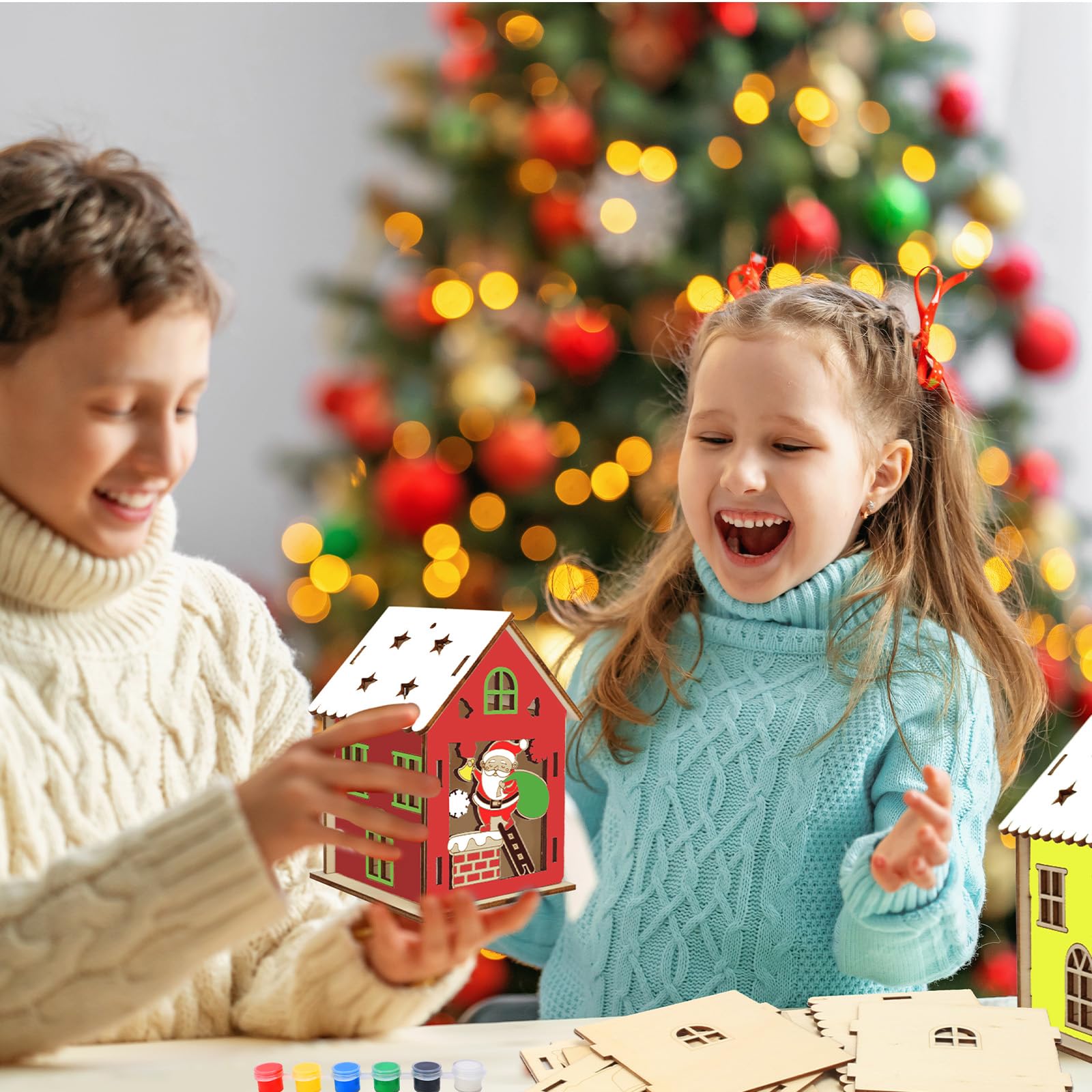 Snapklik.com : Fennoral 7 Pack Wooden Christmas House Craft Kit