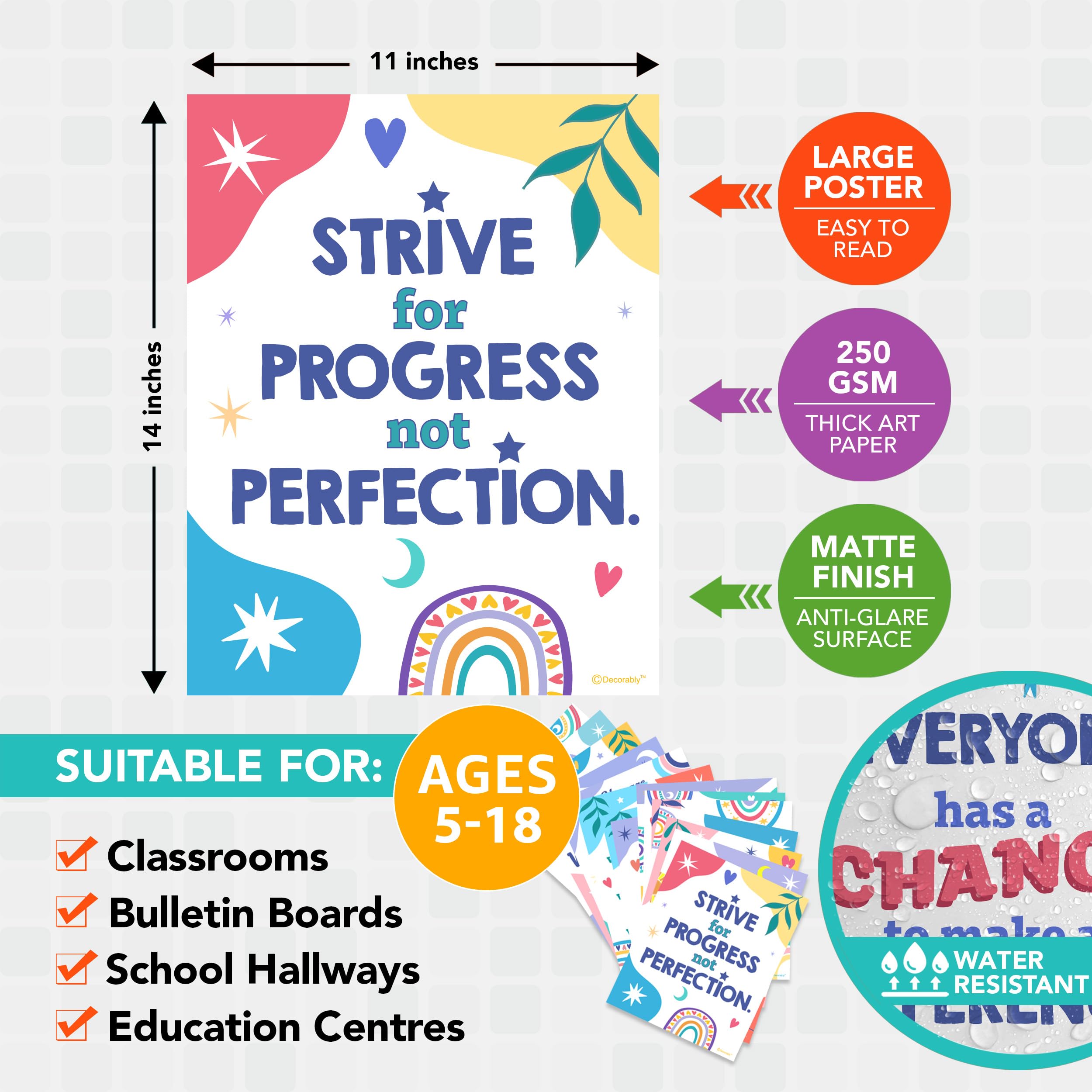 Snapklik.com : Decorably 15 15 Boho Motivational Classroom Posters ...