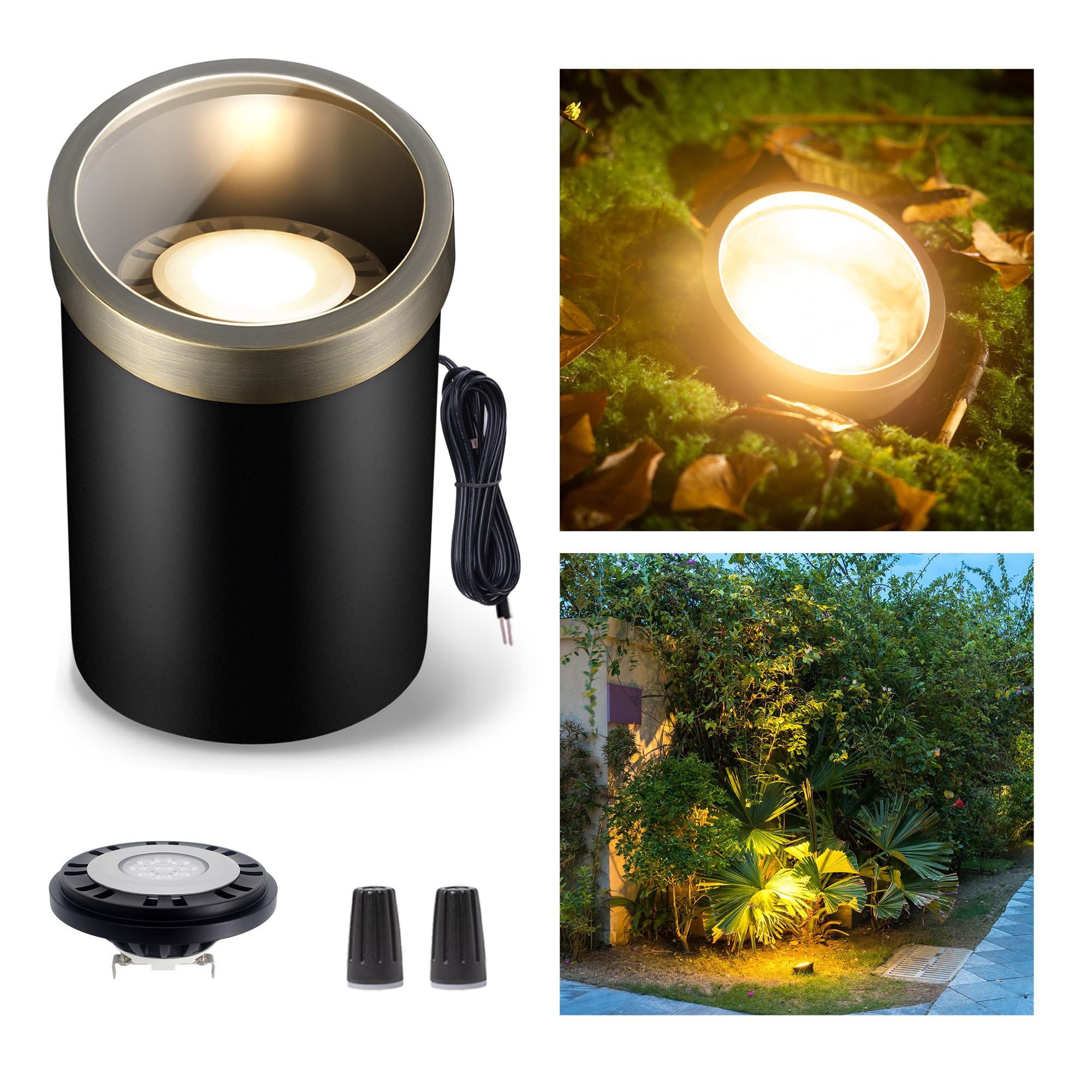 Gardenreet Landscape Well Lights Brass, LED Low Voltage Outdoor In ...