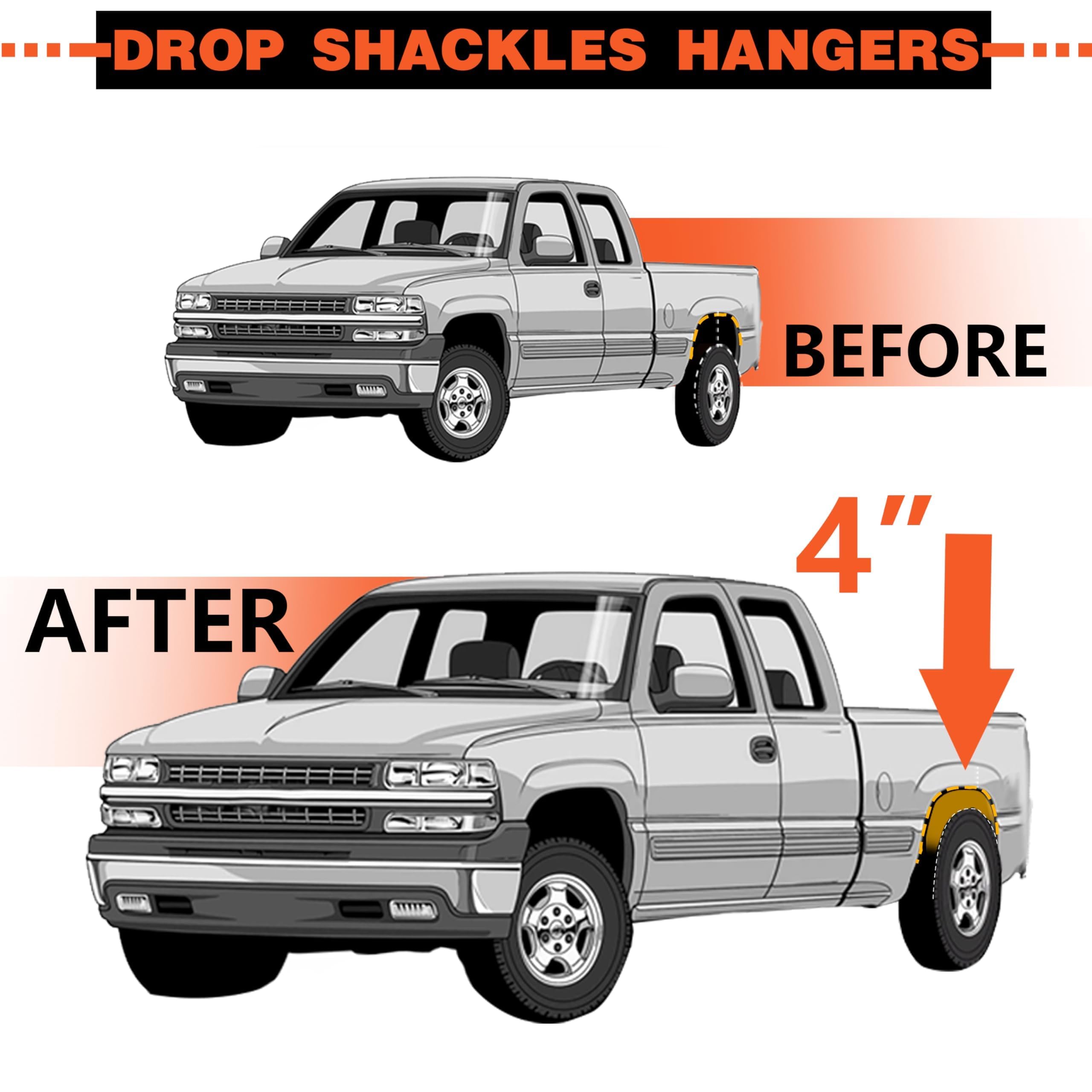 2006 Kojem 3-4" Drop Shackle Kit For 1996-2006 Chevy Silverado/GMC ...