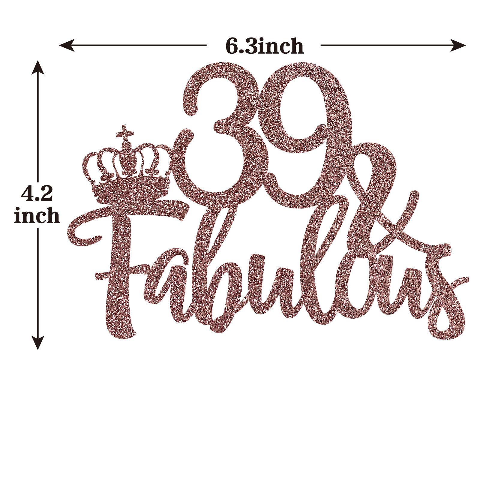 Snapklik.com : Rose Gold Glittery 39 & Fabulous Cake Topper, Happy 39th ...