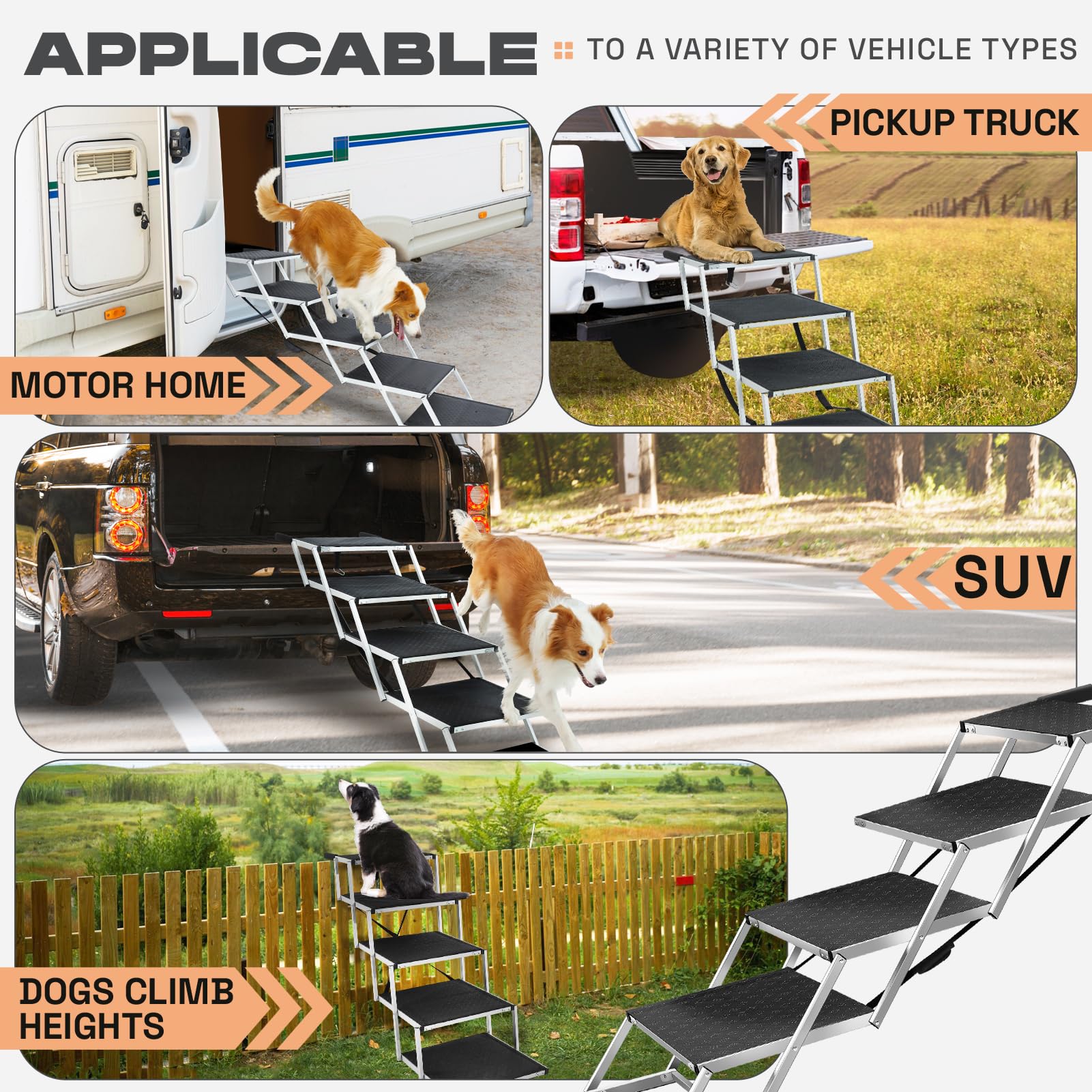 Snapklik.com : Extra Wide Dog Car Ramp: Portable Dog Car Stair For ...