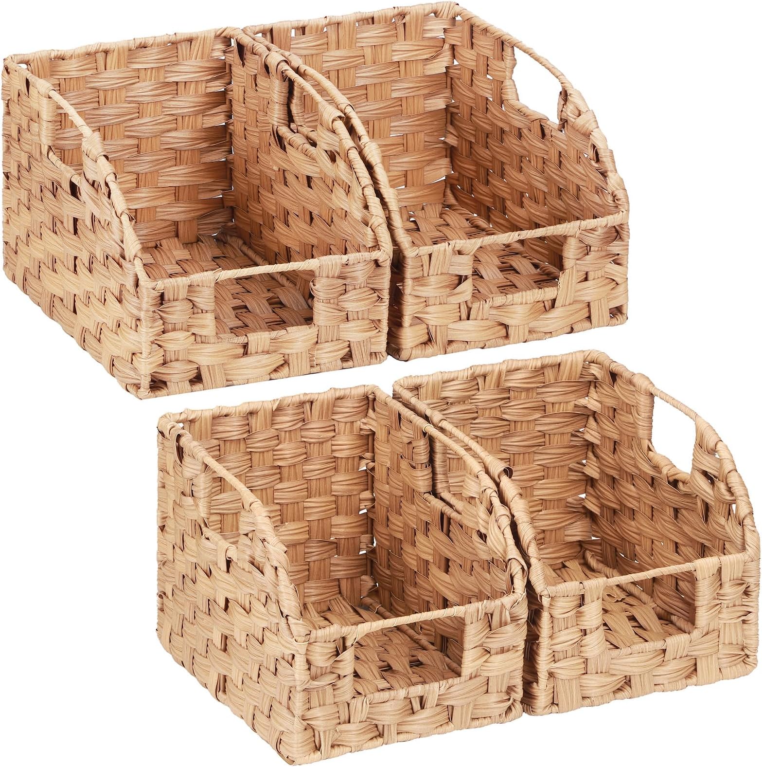 Amazon.com: Wonderjune 4 Pcs Natural Water Hyacinth Storage Baskets Set ...