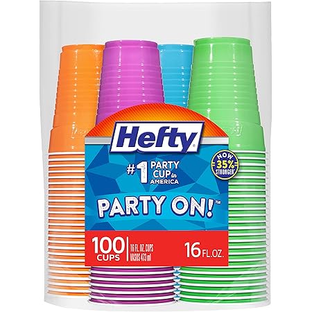Amazon.com: Hefty Party On Disposable Plastic Cups, Red, 18 Ounce, 50 ...