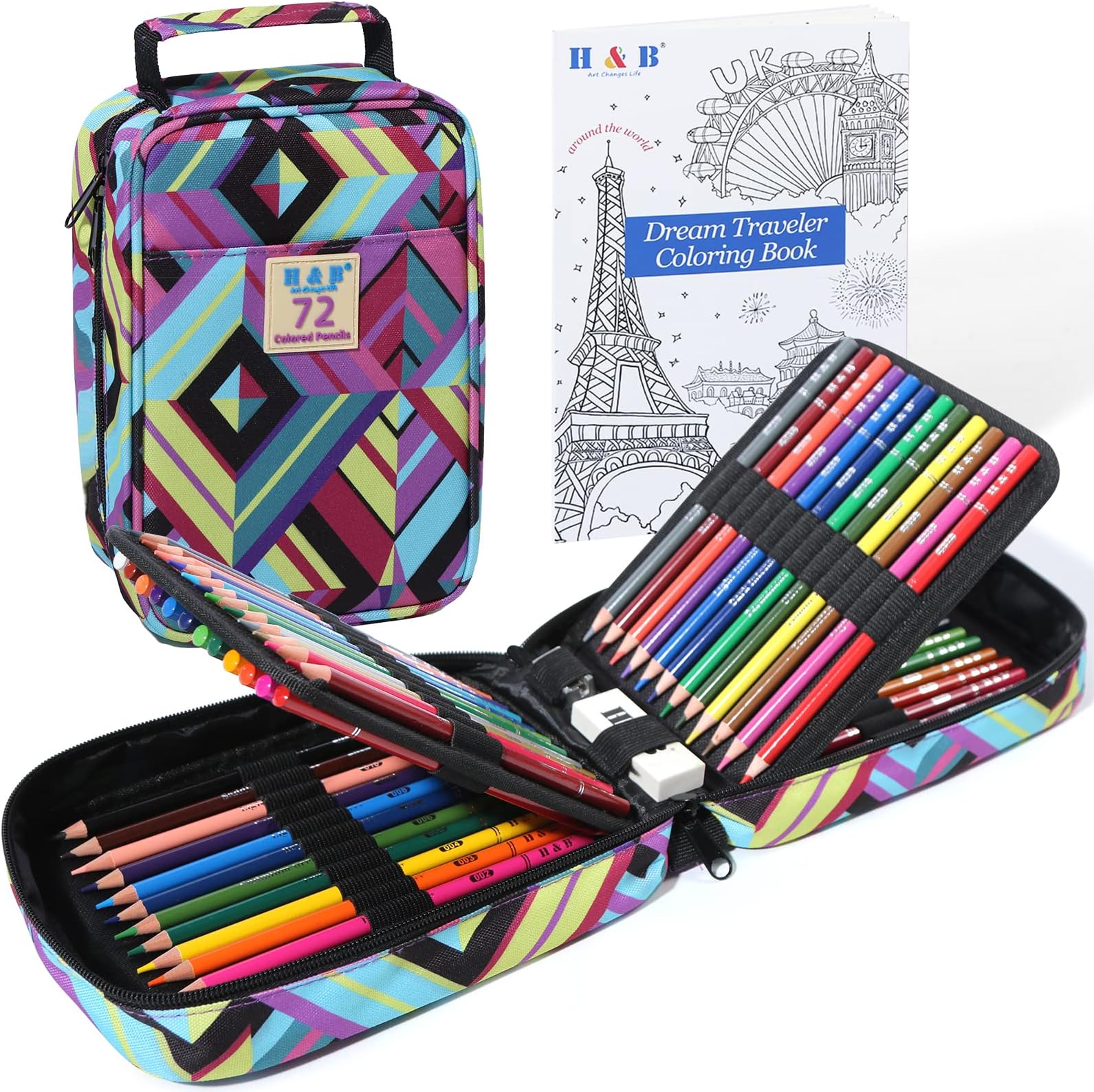 H & B Colouring Pencils 72 Colours Oil Based Coloured Pencils Drawing ...