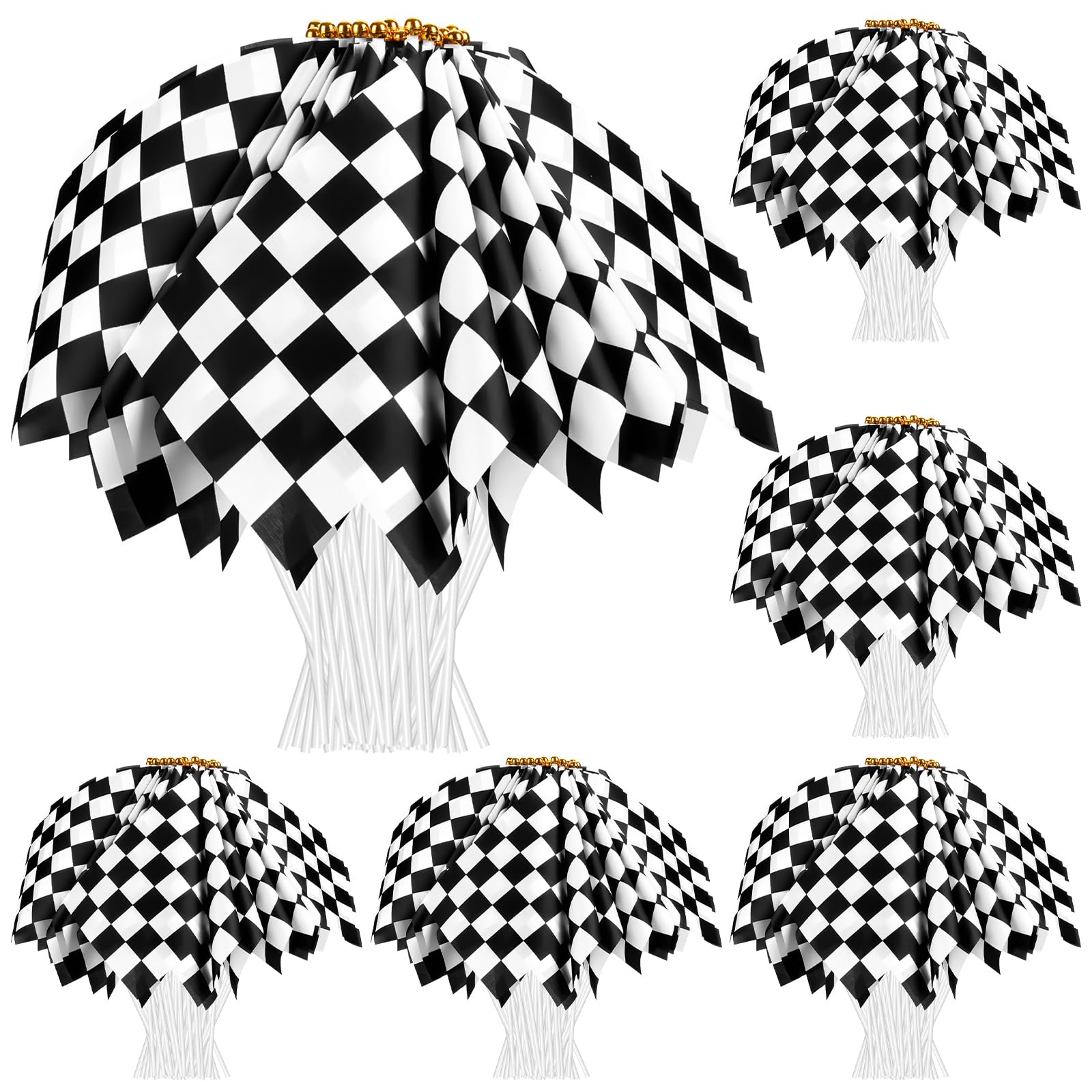 Amazon.com : Checkered Flag, 160Pcs Black and White Racing Stick Flag ...
