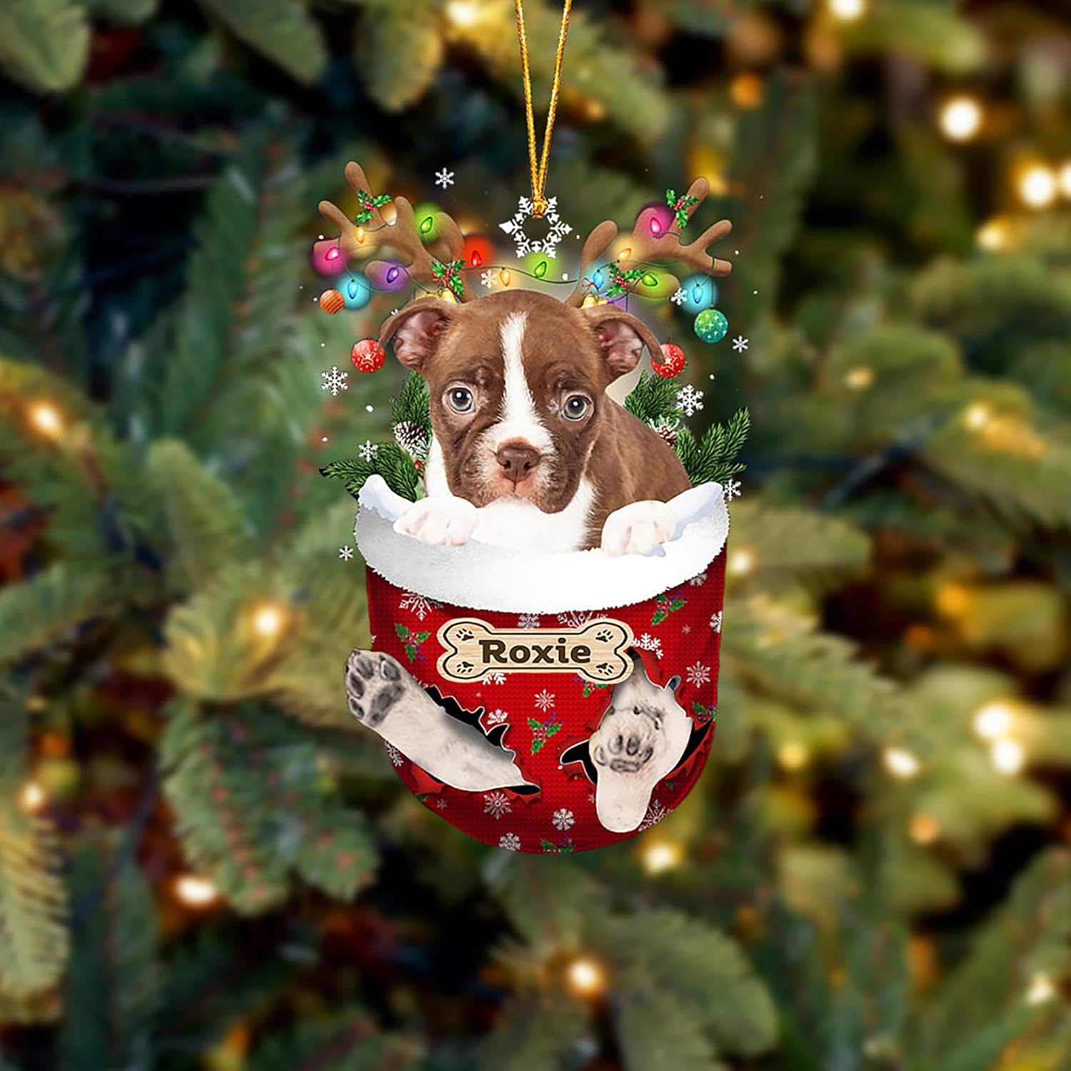 Amazon.com: LOVELYPOD Personalized Boston Terrier Dog Ornament, Boston ...