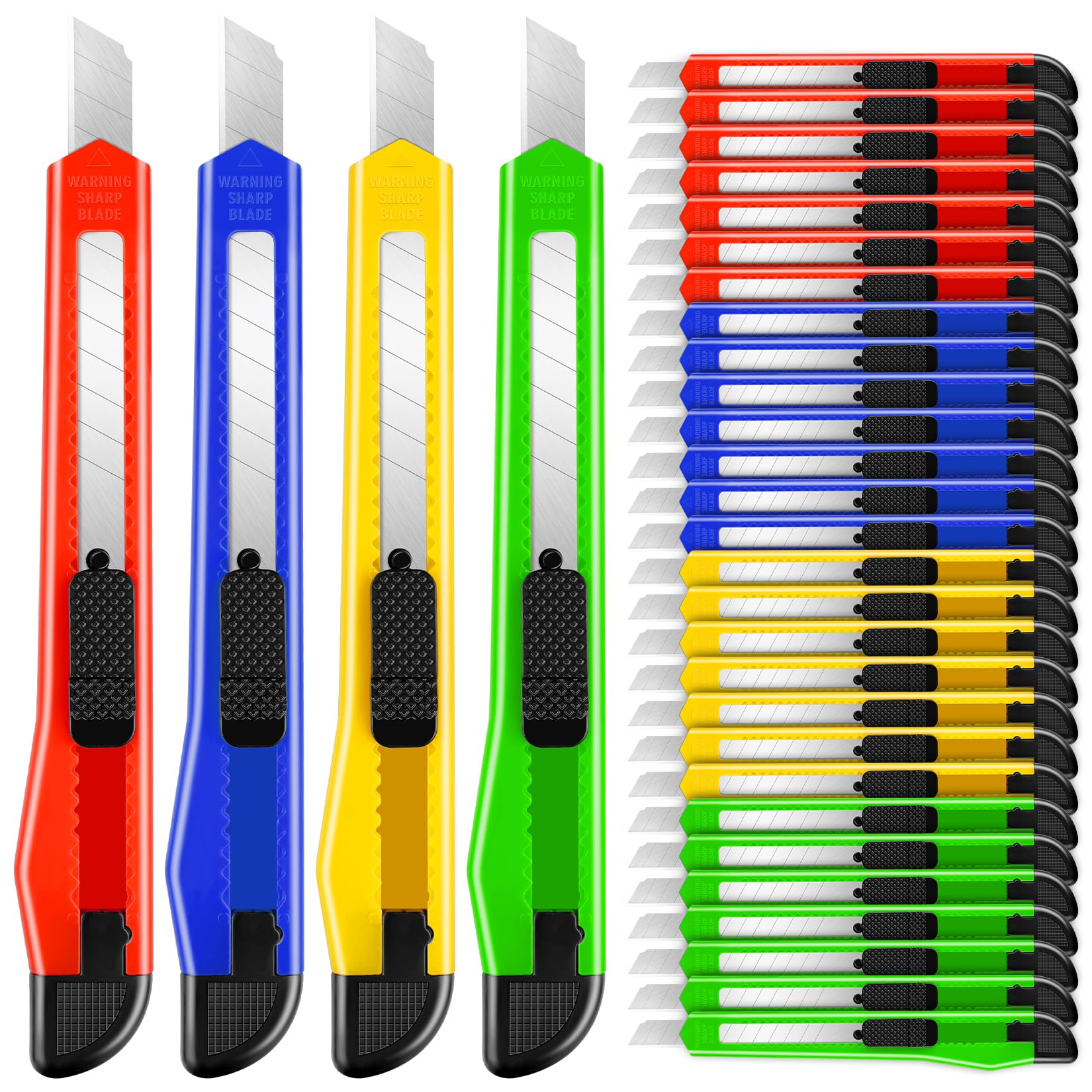 JOYUMY 28 Pack Utility Knife, Retractable Box Cutters, 9mm Wide Snap ...