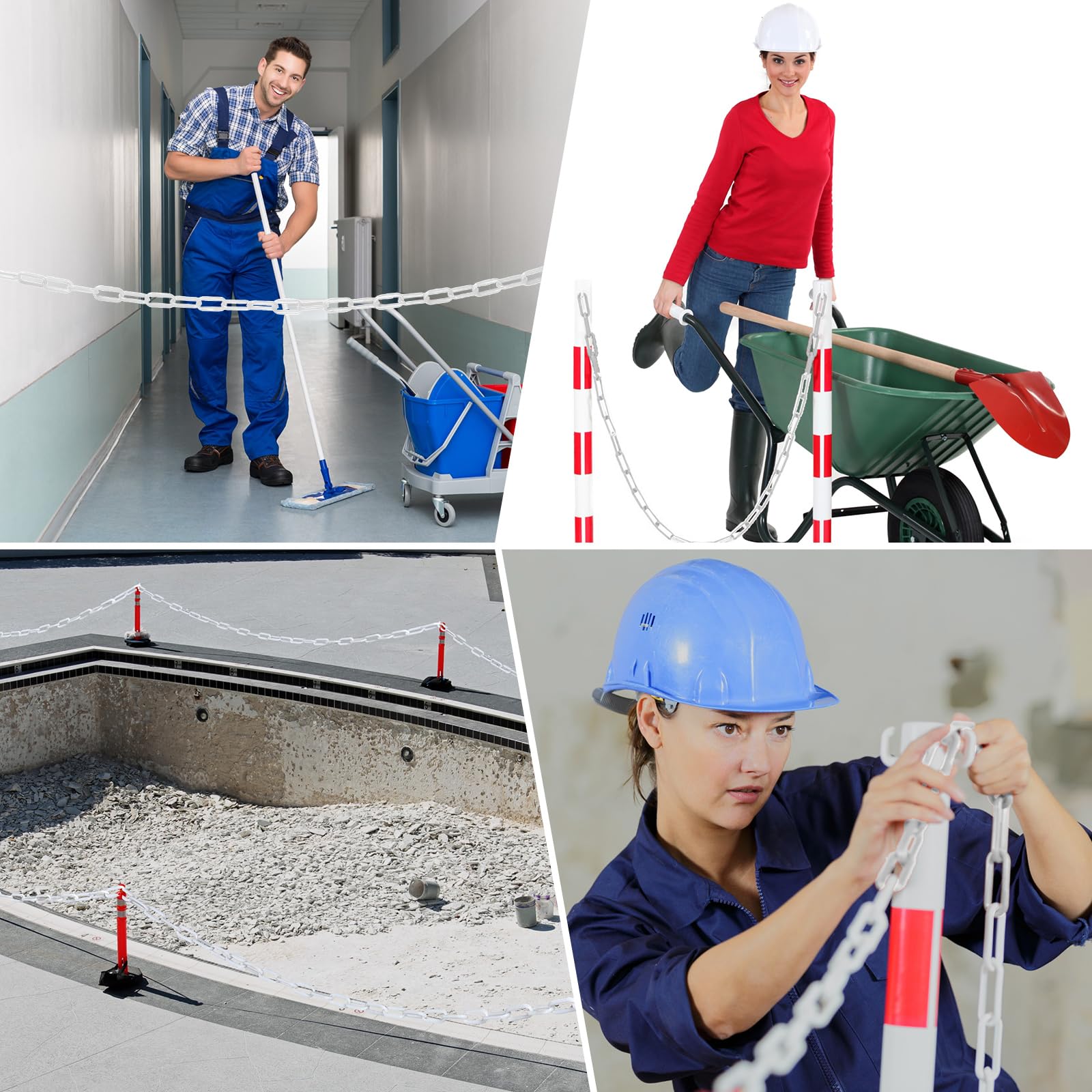 Geelin 200 ft Plastic Chain Weatherproof Safety Link Barrier Chain ...