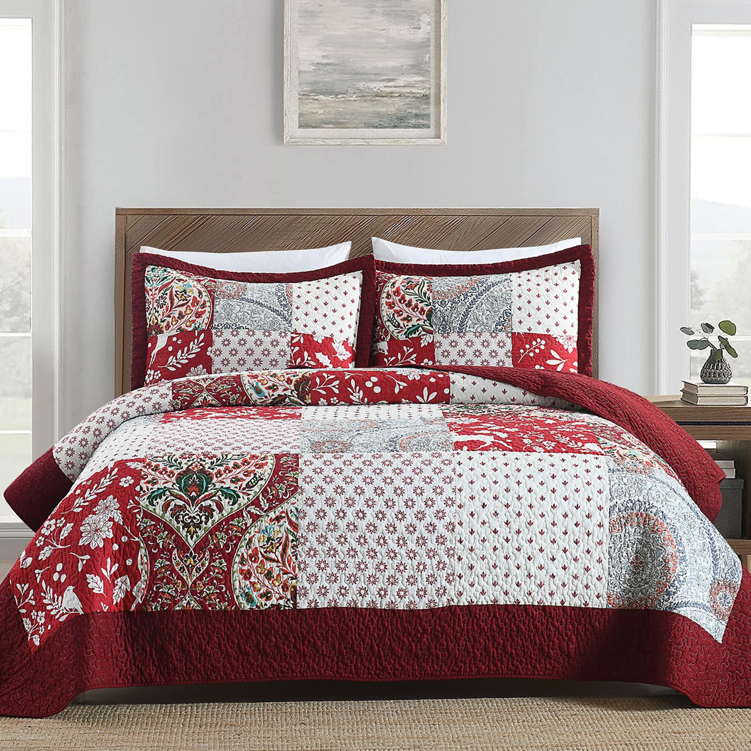 Yvooxny Quilts King Size 3-Piece Quilt Set Lightweight Real Patchwork ...