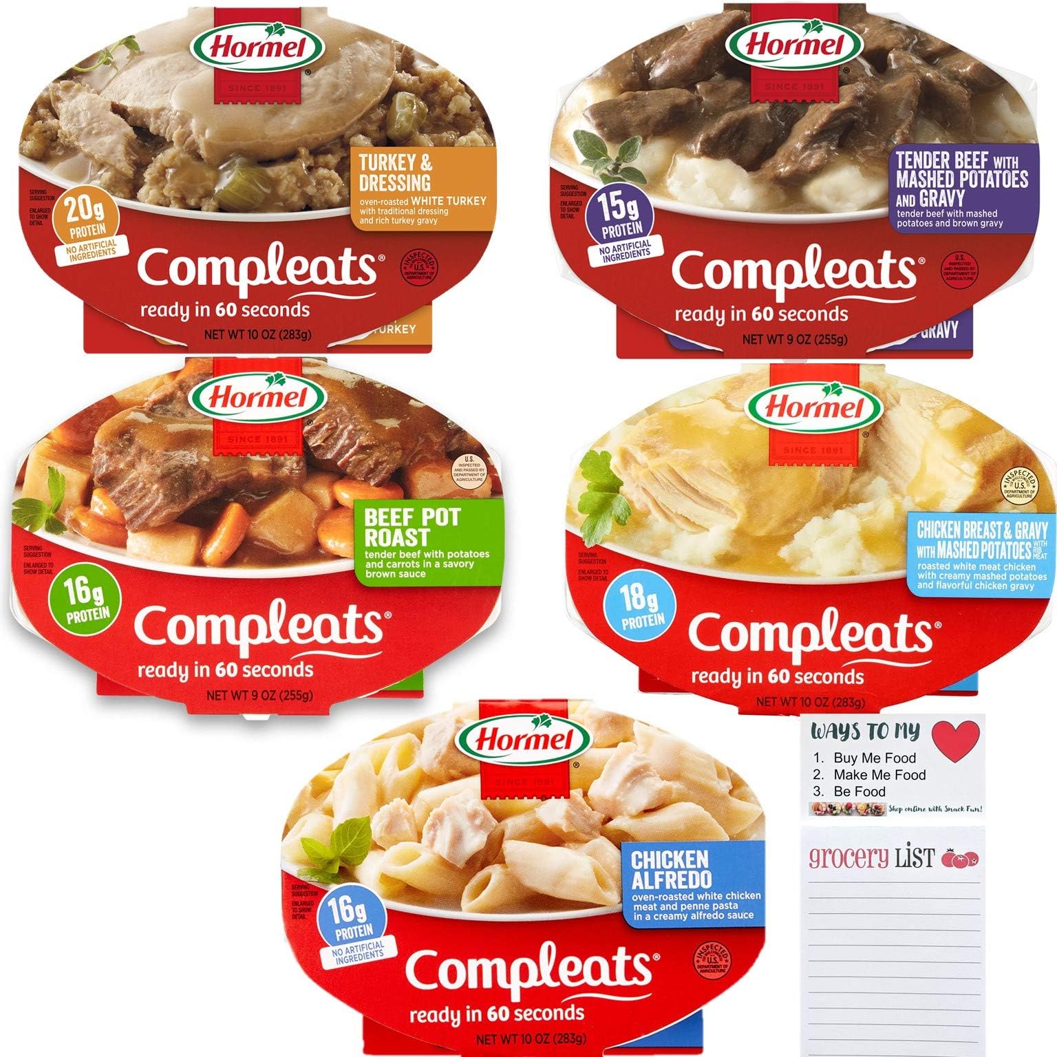 Amazon.com : Hormel Compleats Ready to Eat Meals Variety Pack of 5 ...