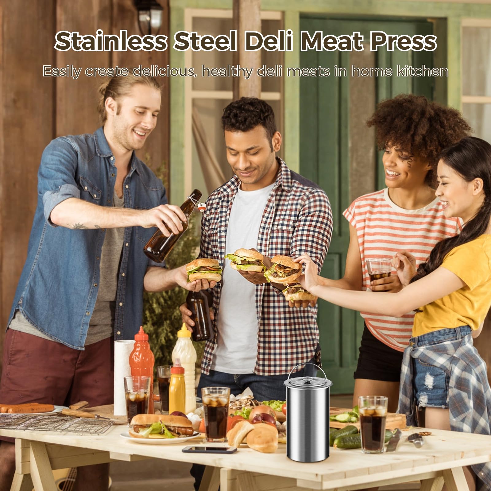 Snapklik.com : IKITEE Stainless Steel Ham Maker, Deli Meat Press, Meat ...