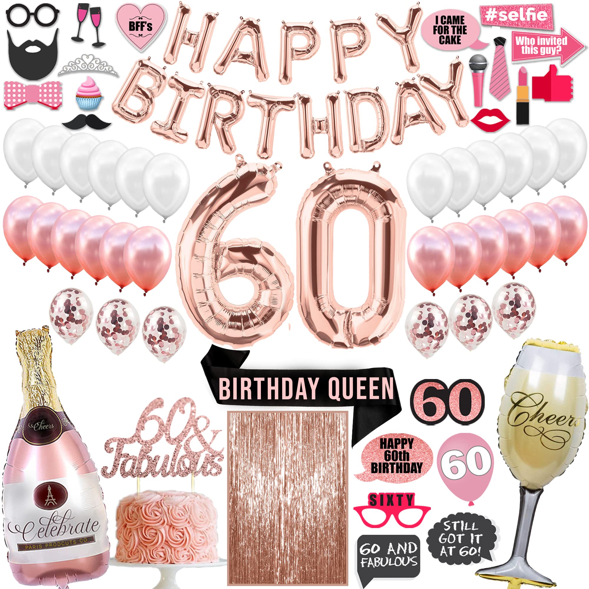 Buy 75 Piece Happy 60th Birthday Decorations For Women Rose Gold Funny 60th Birthday Gifts For buy-75-piece-happy-60th-birthday-decorations-for-women-rose-gold-funny-60th-birthday-gifts-for