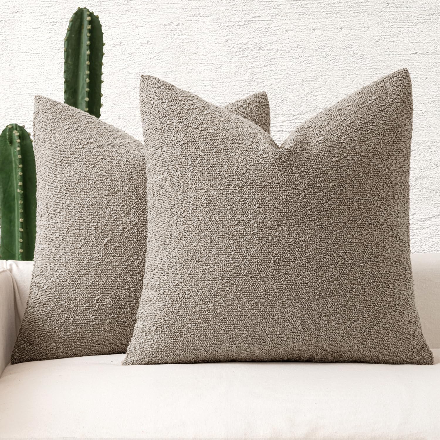 Amazon.com: MIULEE Set of 2 Light Brown Throw Pillow Covers 18x18 Inch ...