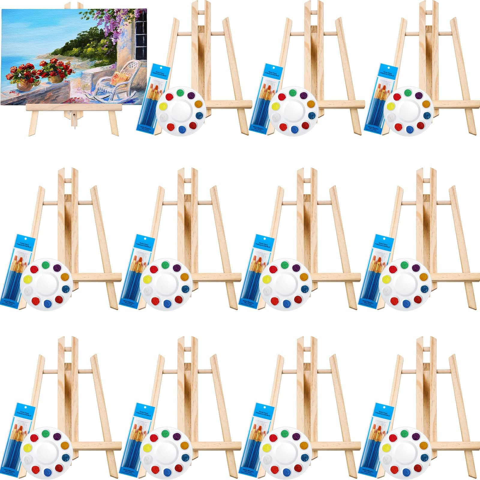 Amazon.com: 96 Pcs Acrylic Painting Set with Easels, 8 Wood Easels, 80 ...