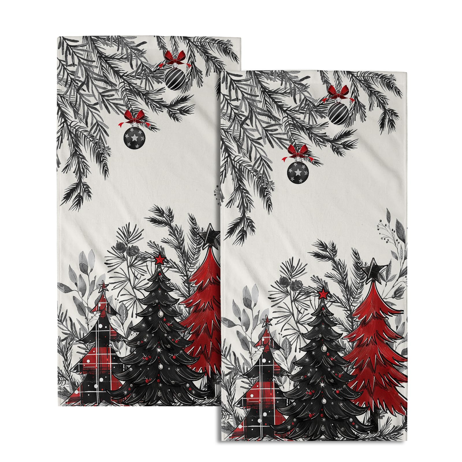 Amazon.com: Christmas Tree Hand Towels Set of 2, 28x14 Inch Rustic Red ...